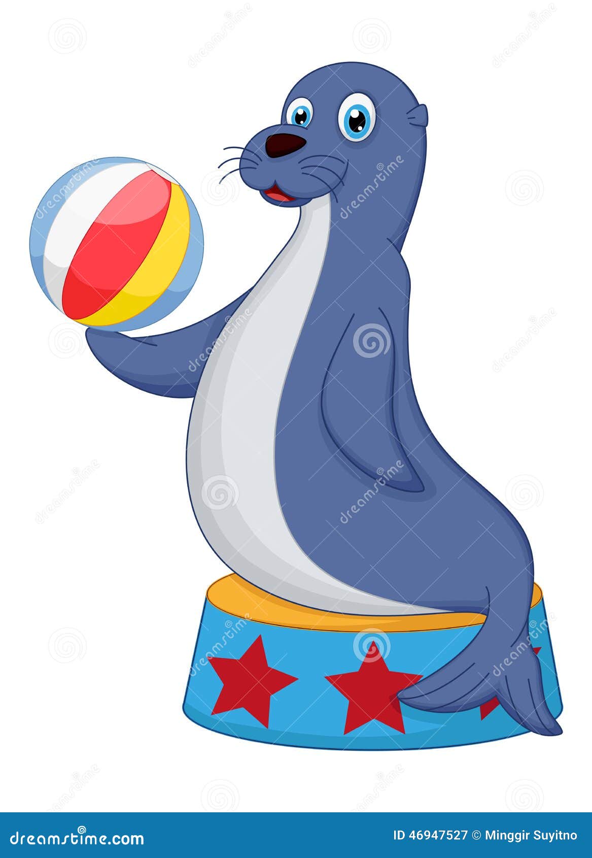 Cute Circus Seal Playing a Ball Stock Vector - Illustration of mammal ...