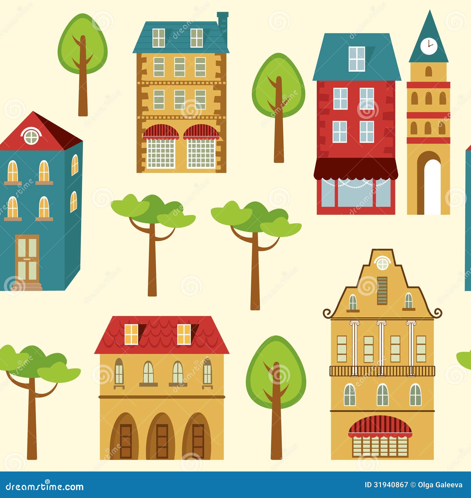 Cute city pattern stock vector. Illustration of beautiful - 31940867