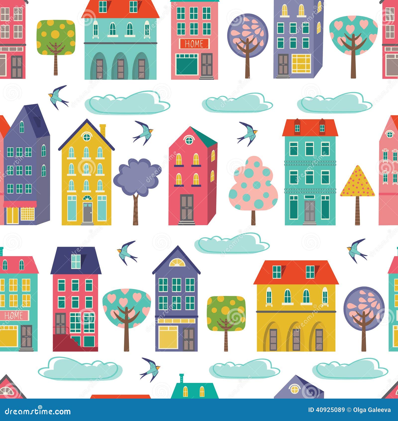 Cute City Seamless Background Stock Vector - Illustration of paper ...
