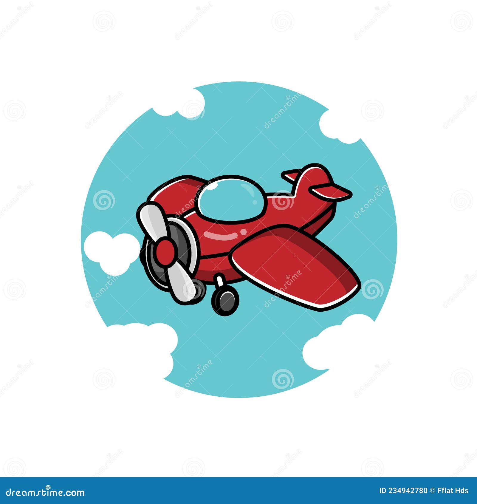 Cute Classic Plane Illustration Stock Vector - Illustration of biplane ...
