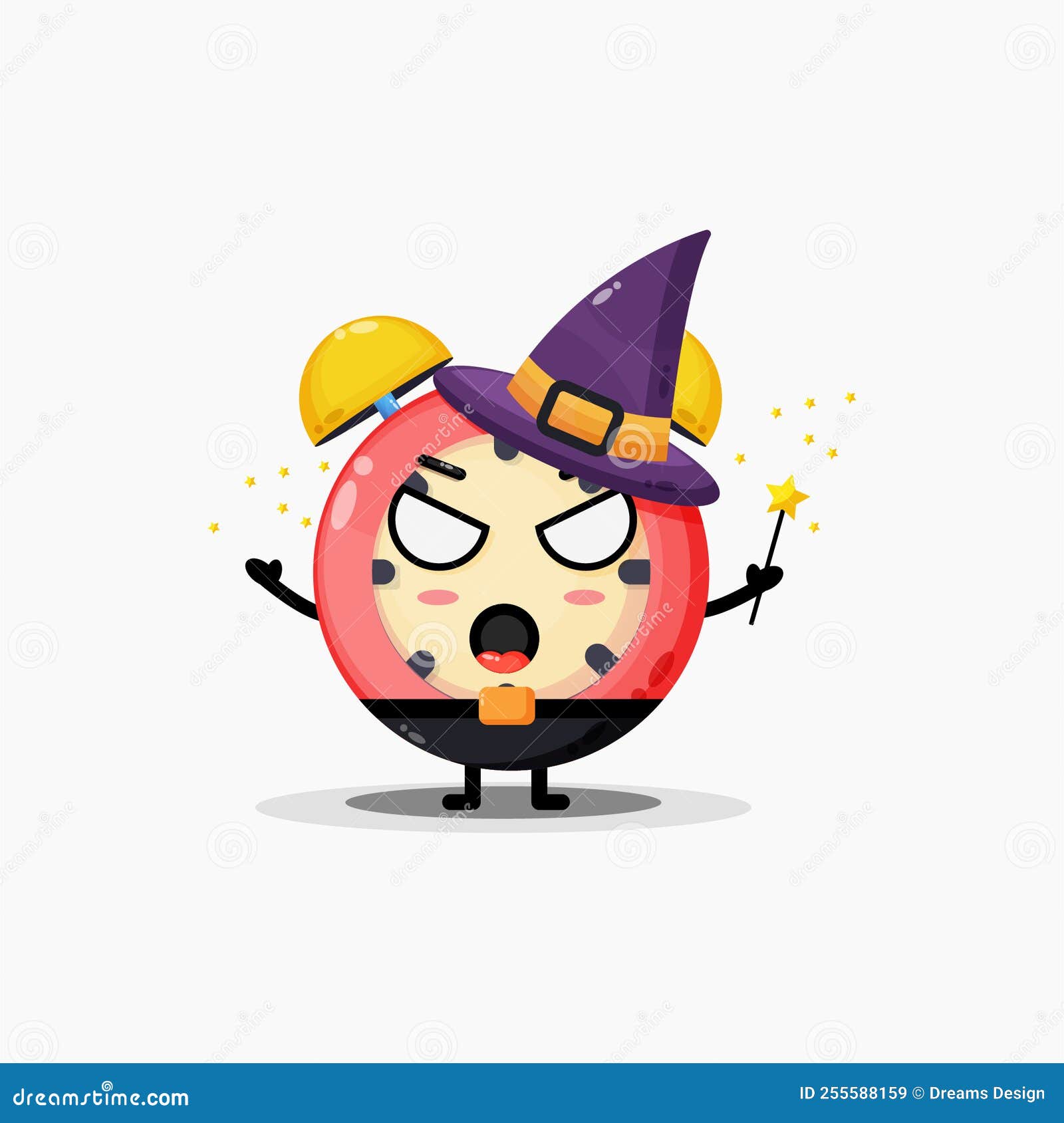 Cute Clock Alarm Becomes a Witch Stock Vector - Illustration of mascot ...