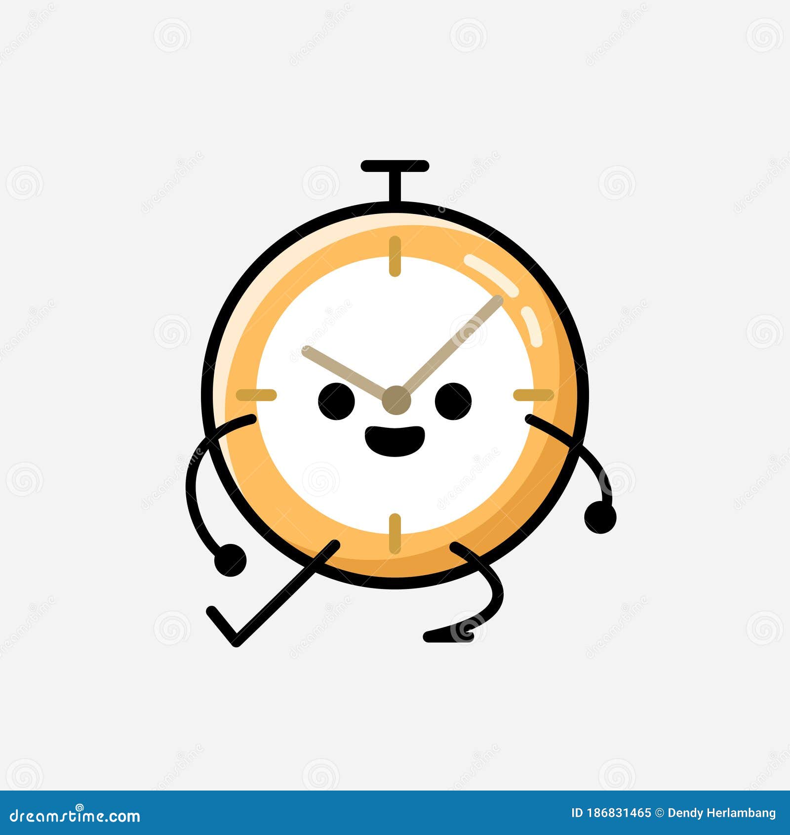 Cute Clock Mascot Vector Character in Flat Design Style Stock Vector ...