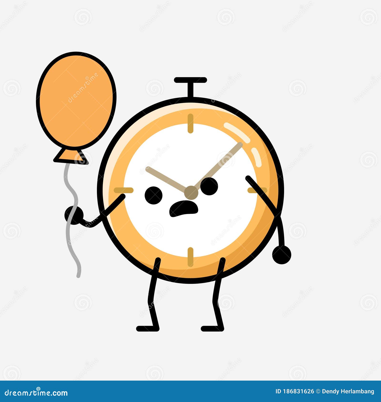 Cute Clock Mascot Vector Character in Flat Design Style Stock ...
