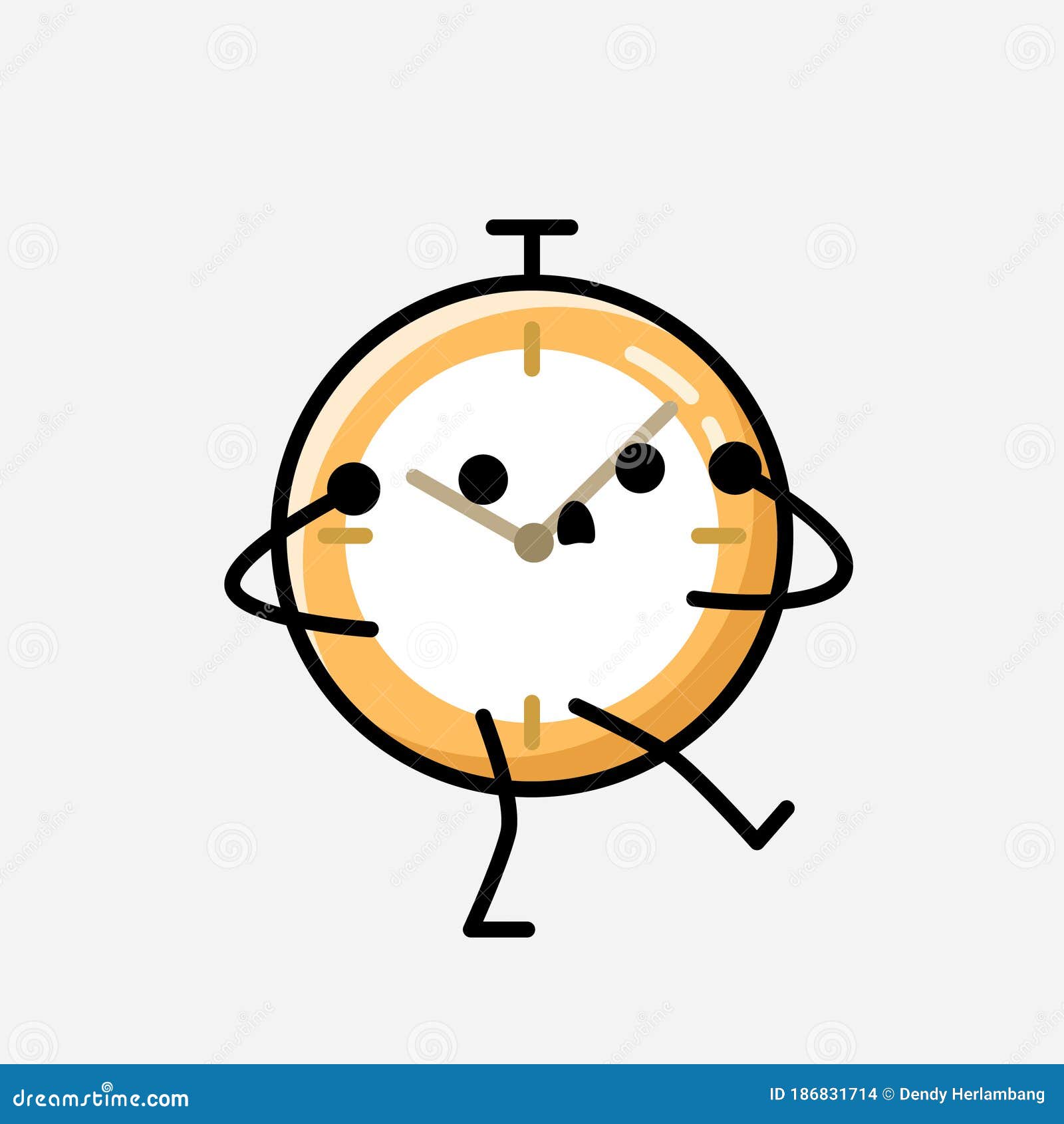 Cute Clock Mascot Vector Character in Flat Design Style Stock Vector ...