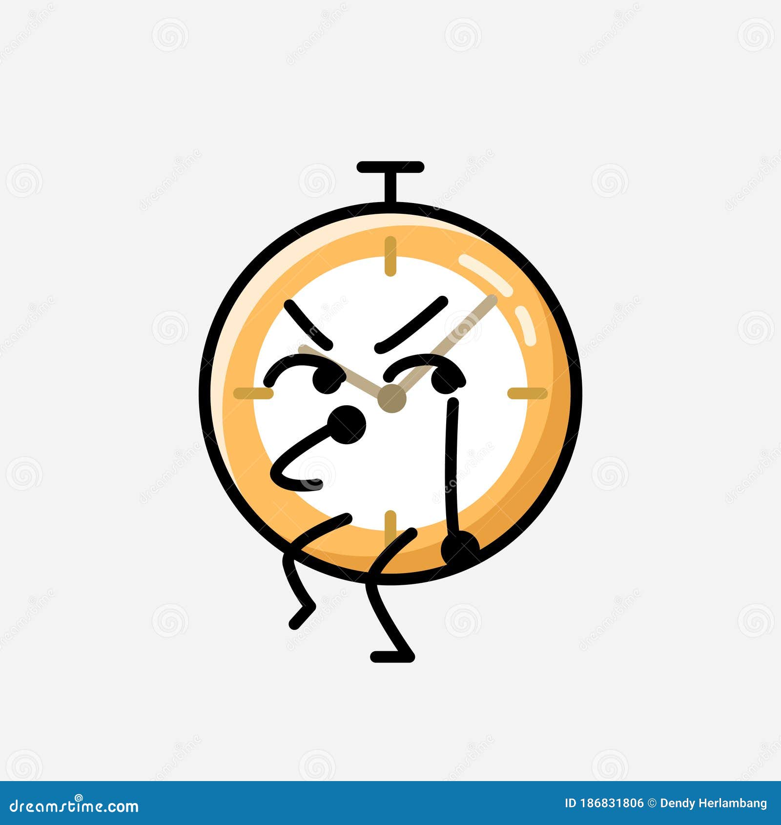 Cute Clock Mascot Vector Character in Flat Design Style Stock Vector ...