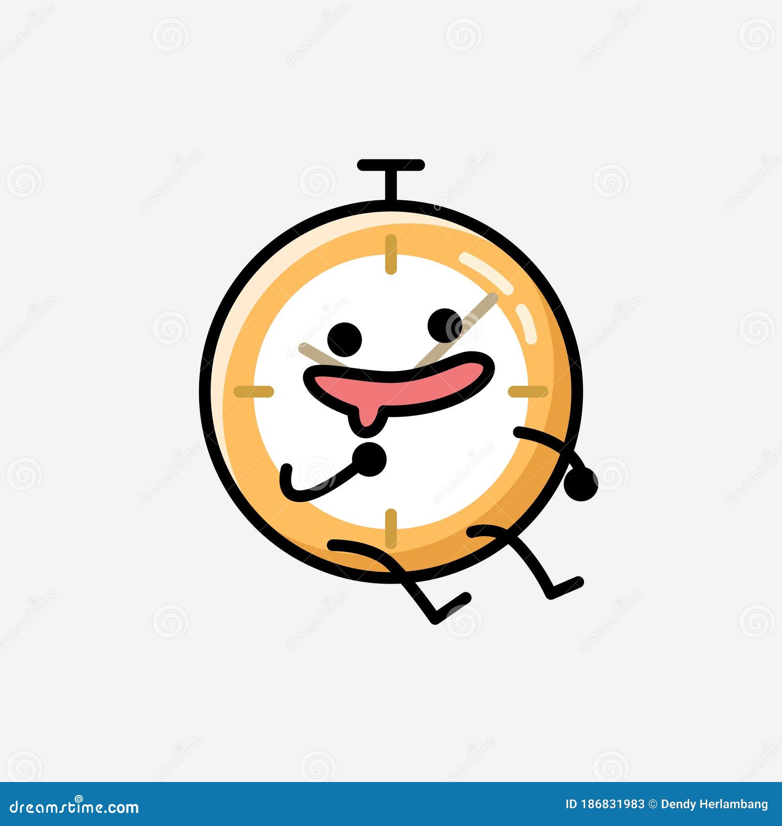 Cute Clock Mascot Vector Character in Flat Design Style Stock Vector ...