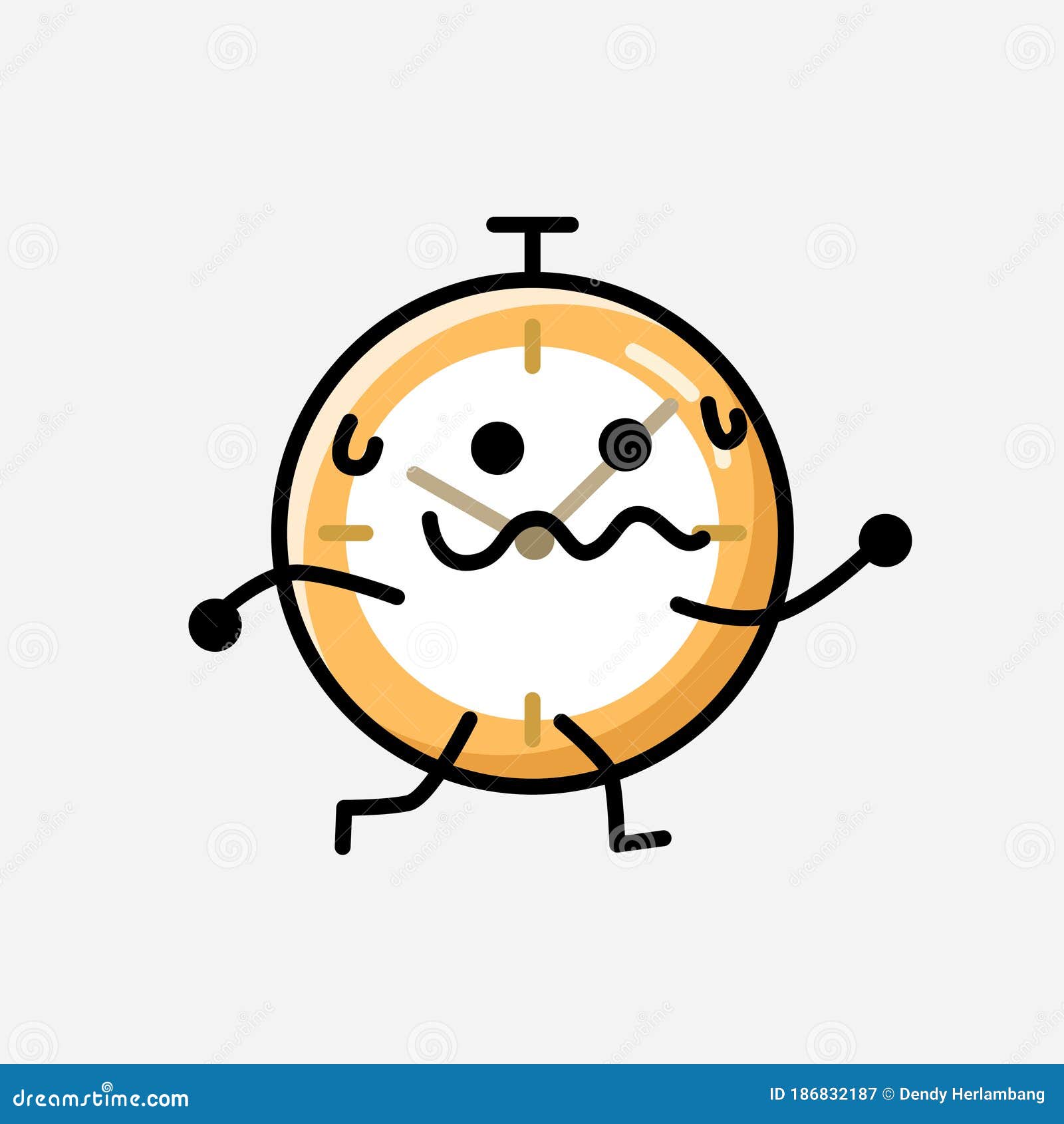 Cute Clock Mascot Vector Character in Flat Design Style Stock Vector ...
