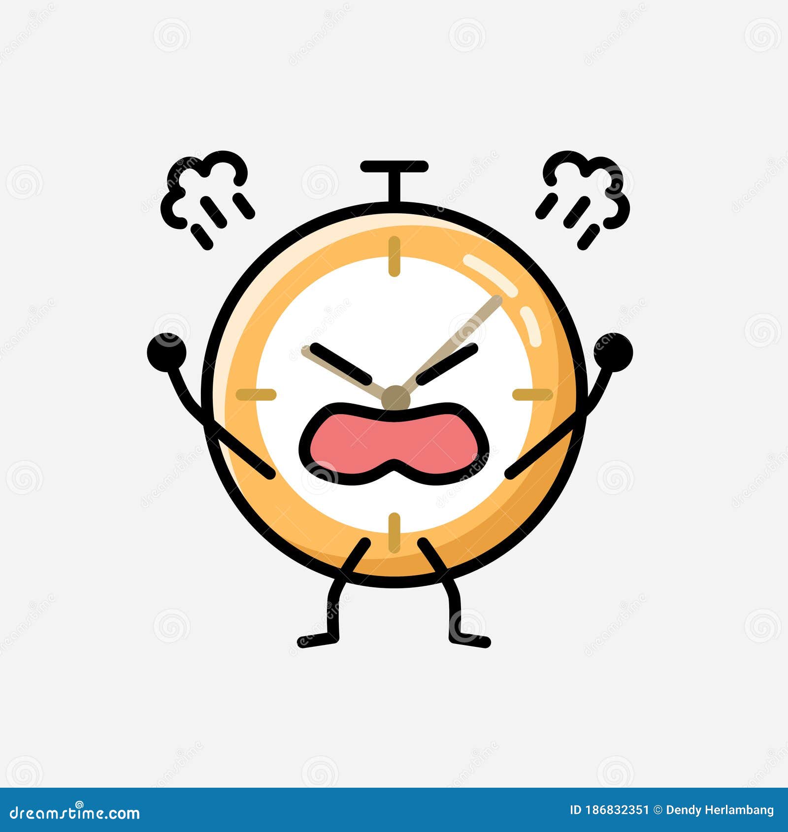 Cute Clock Mascot Vector Character in Flat Design Style Stock Vector ...