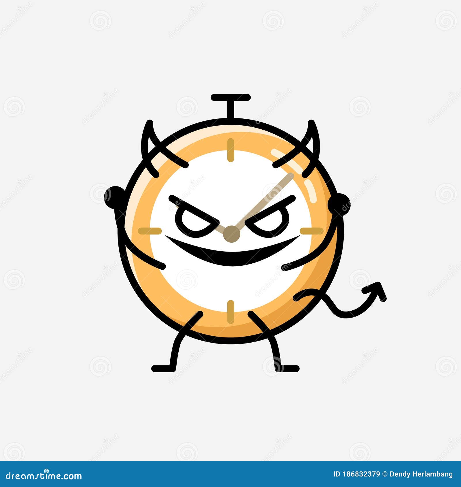 Cute Clock Mascot Vector Character in Flat Design Style Stock Vector ...