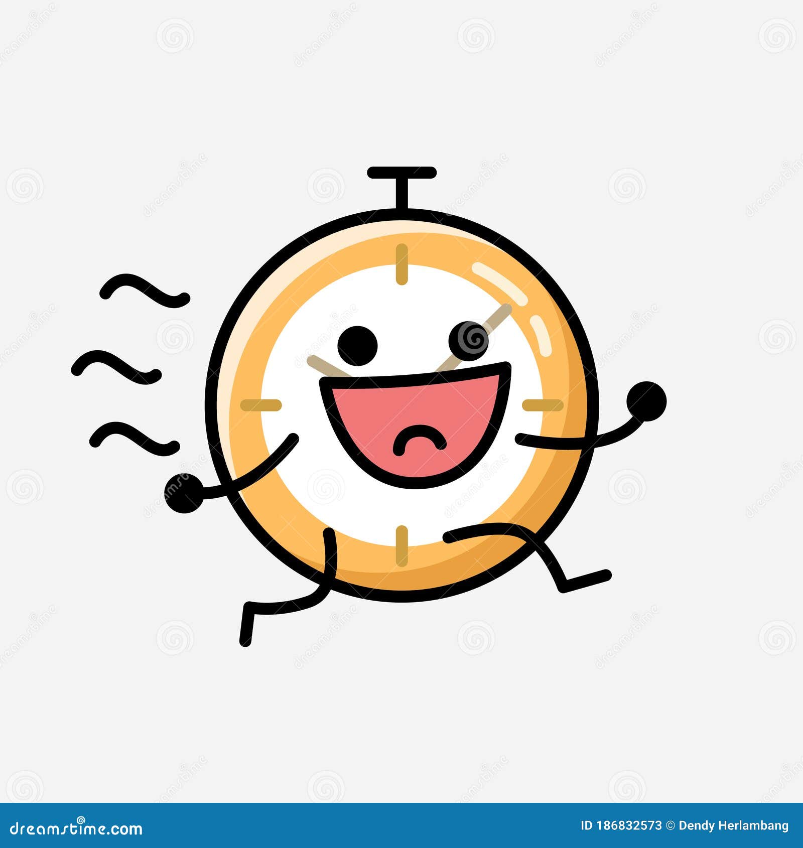 Cute Clock Mascot Vector Character in Flat Design Style Stock Vector ...