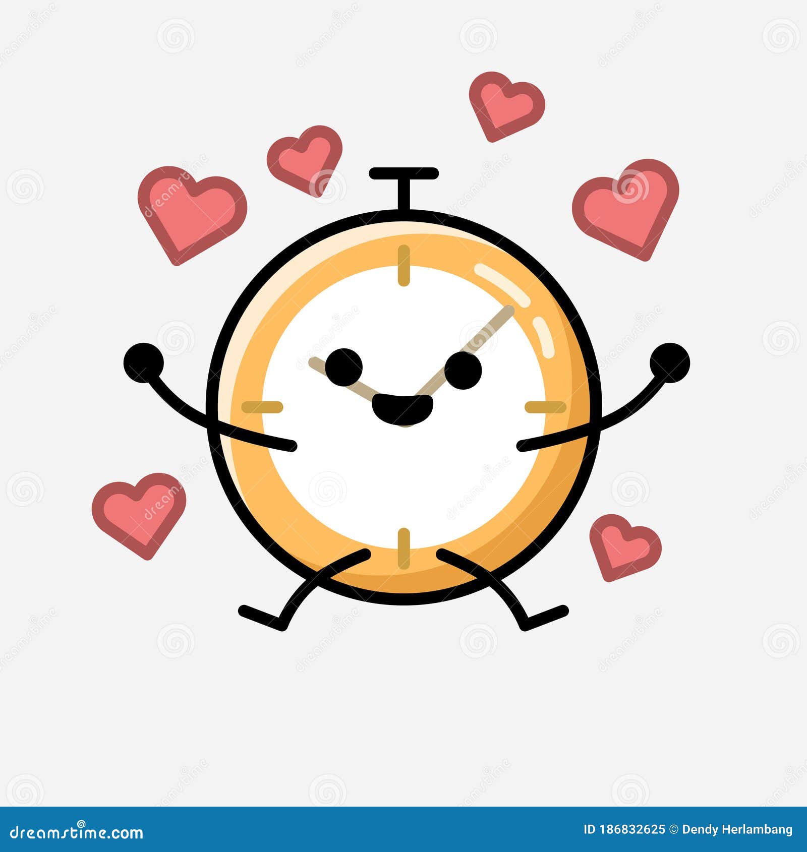 Cute Clock Mascot Vector Character in Flat Design Style Stock Vector ...