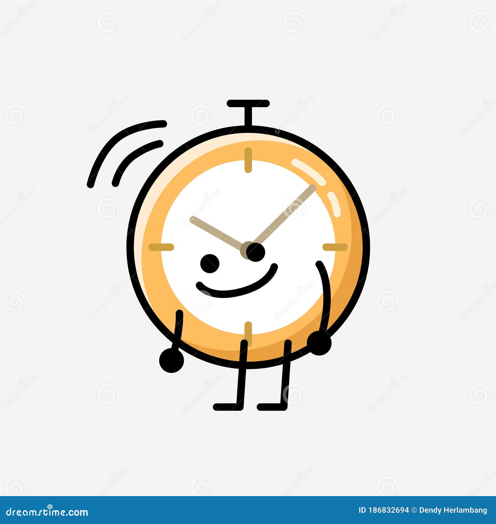 Cute Clock Mascot Vector Character in Flat Design Style Stock Vector ...