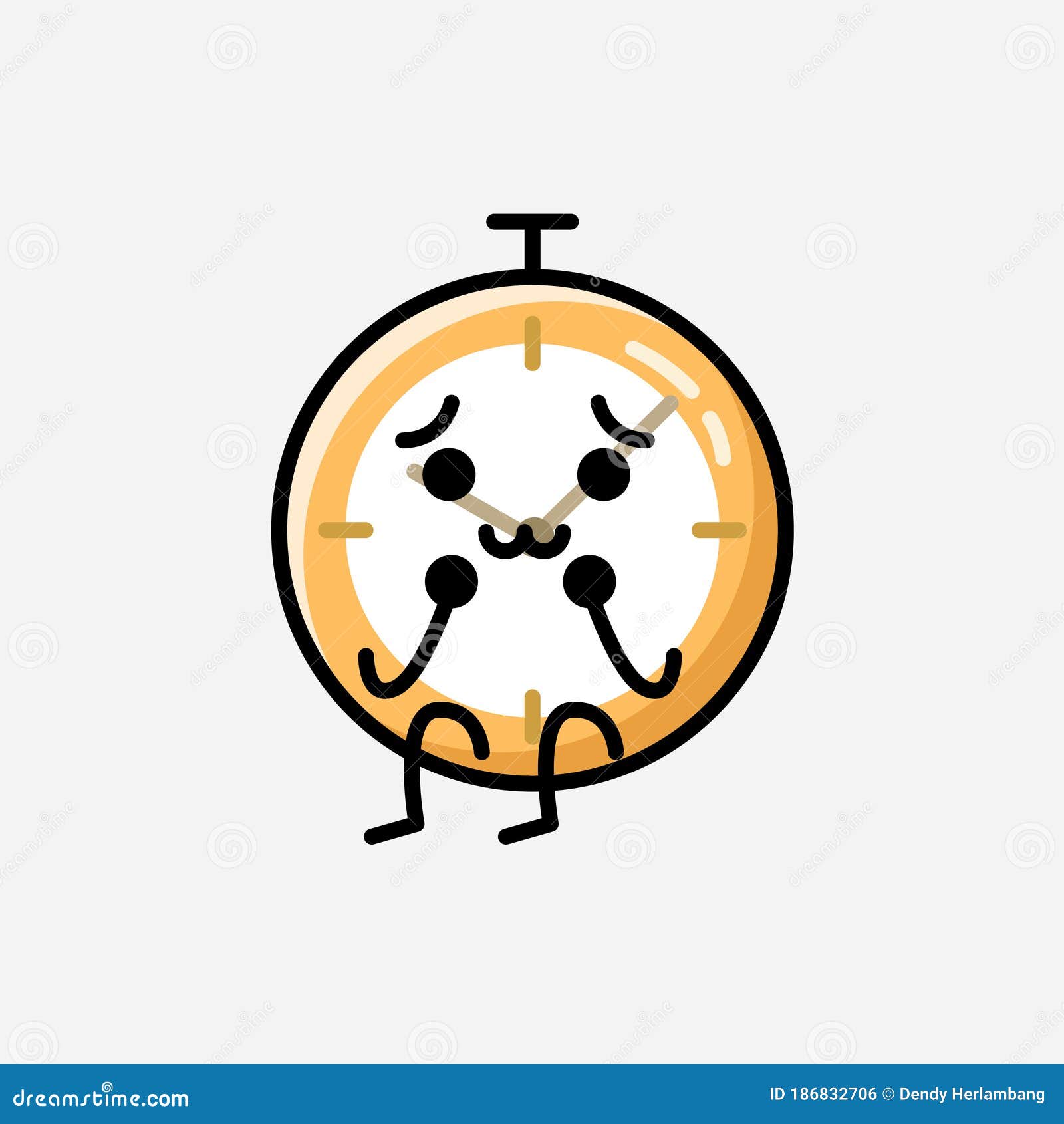 Cute Clock Mascot Vector Character in Flat Design Style Stock Vector ...