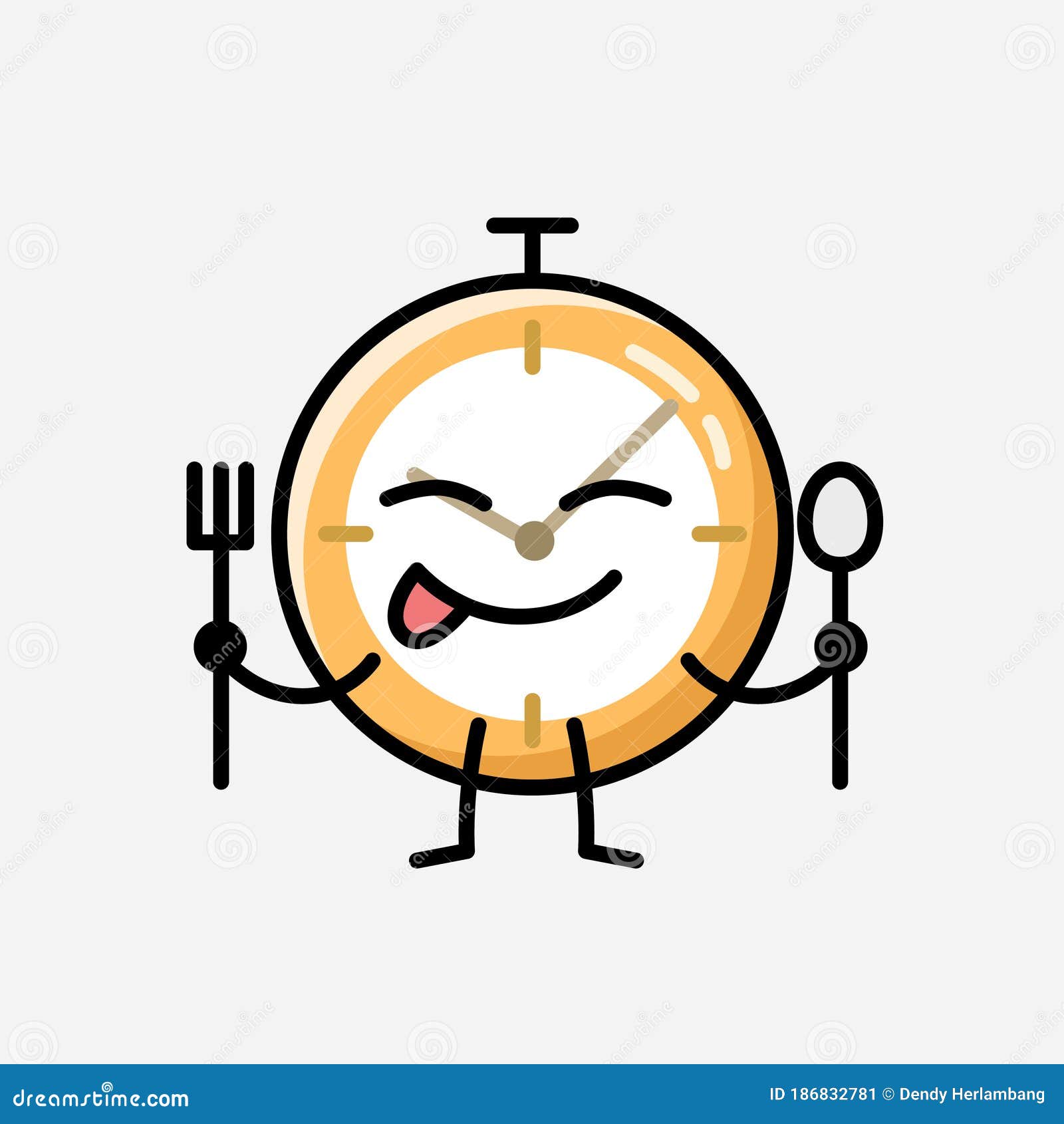 Cute Clock Mascot Vector Character in Flat Design Style Stock Vector ...