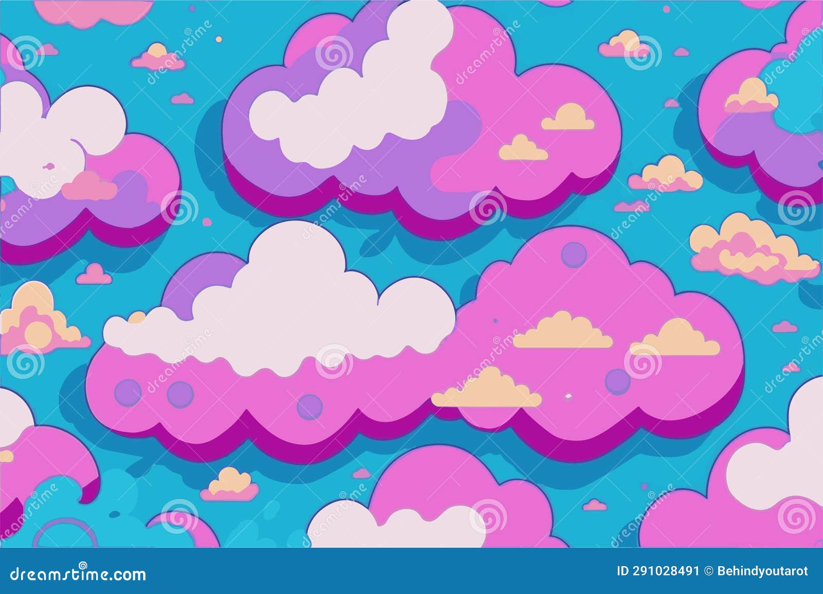 Cute Cloud Background, Neon Bright Colours, Cartoon Background ...