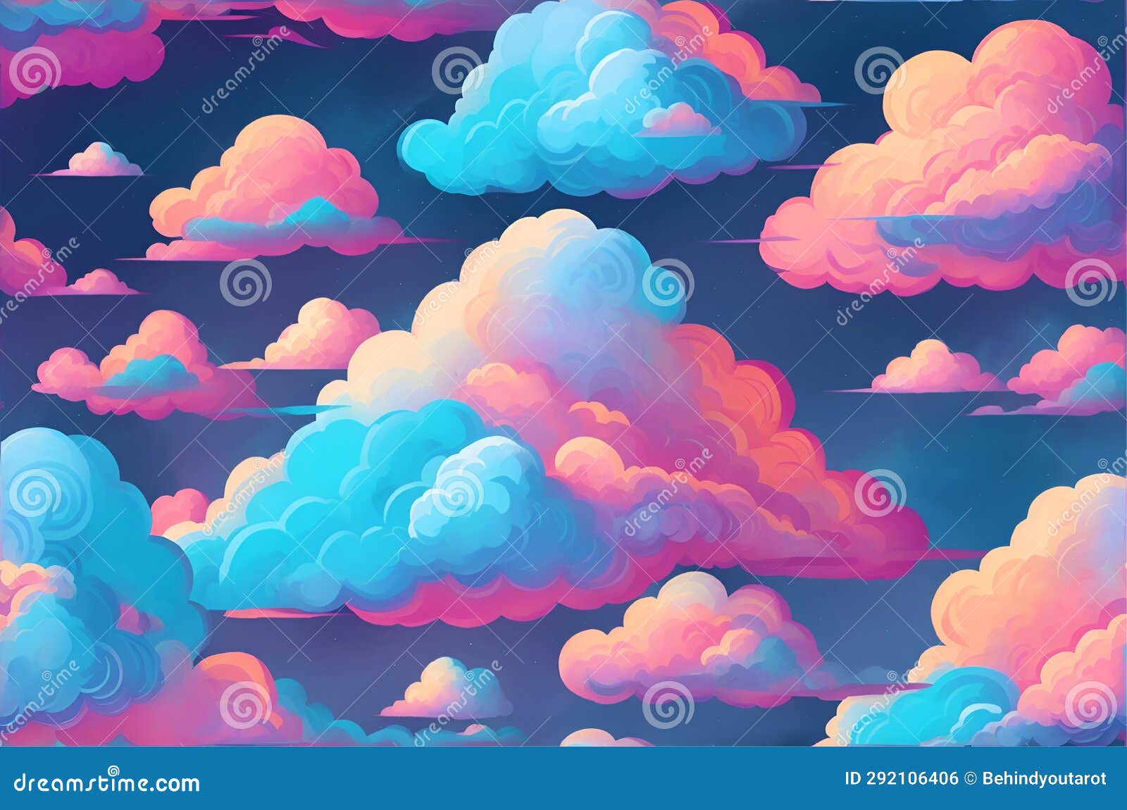 Cute Cloud Background, Neon Bright Colours, Cartoon Background ...