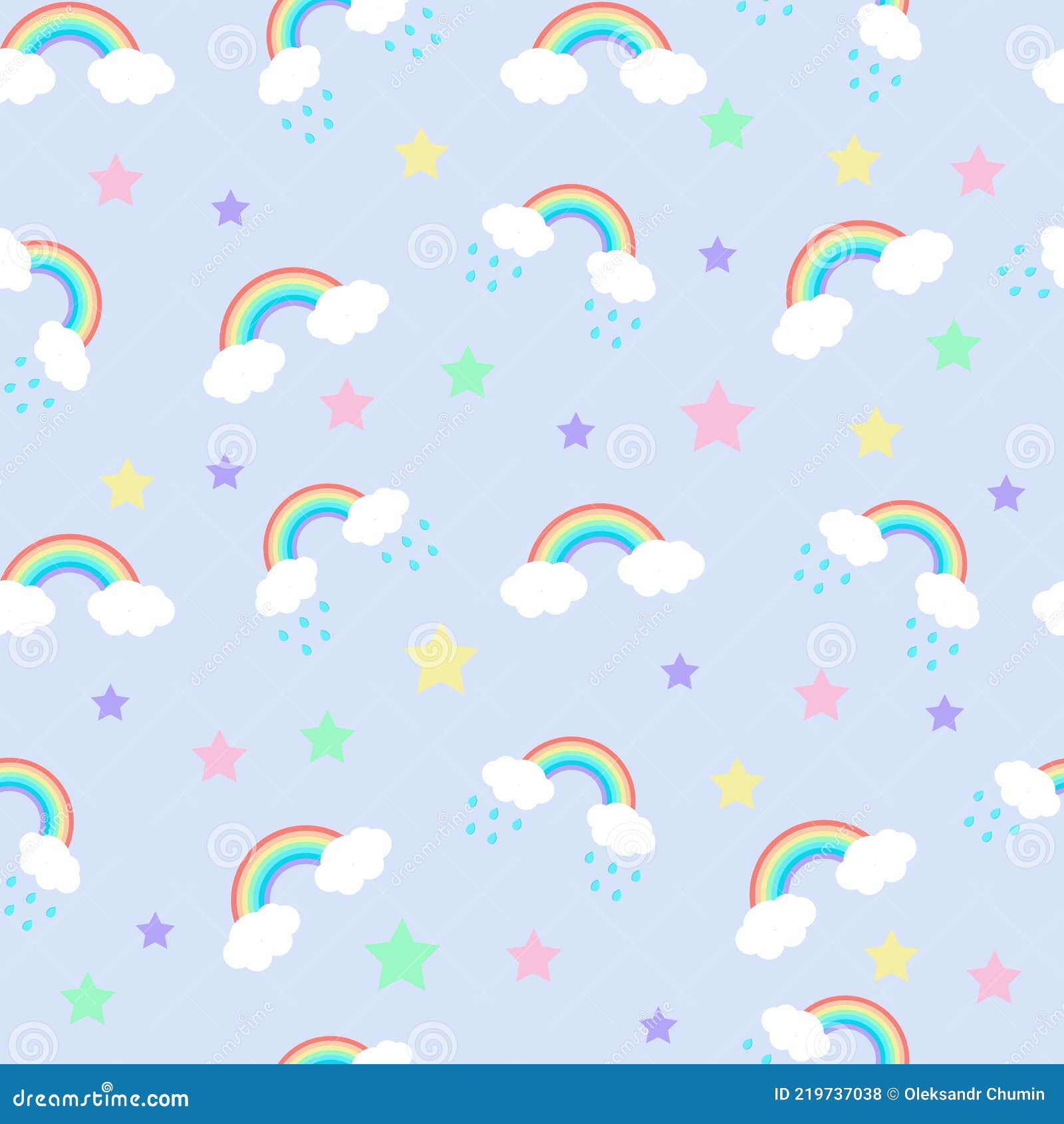 Cute Cloud Background with Rainbow Seamless Pattern Stock Vector - Illustration of blue, comics ...
