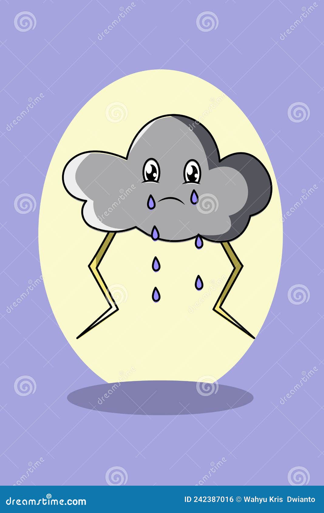 Cute Cloud Cry Cartoon Illustration Stock Vector - Illustration of blue ...