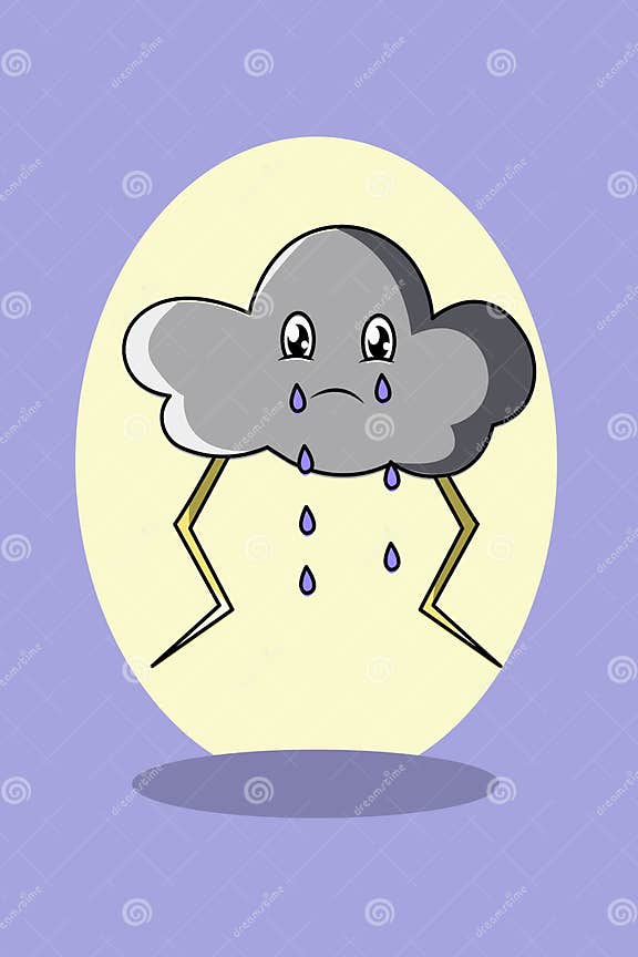 Cute Cloud Cry Cartoon Illustration Stock Vector - Illustration of blue ...