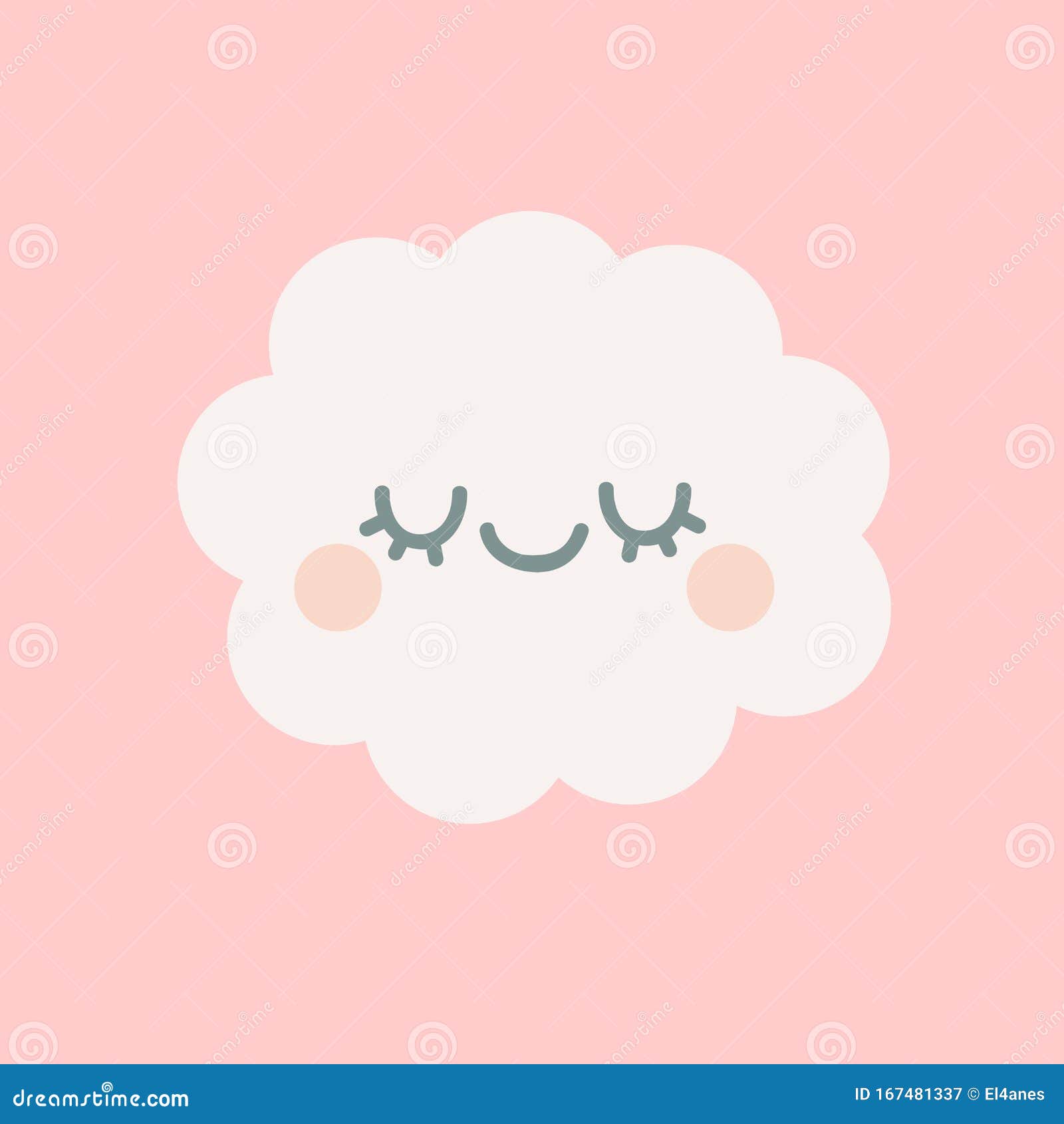 Cute Cloud with Closed Eyes Stock Illustration - Illustration of closed ...