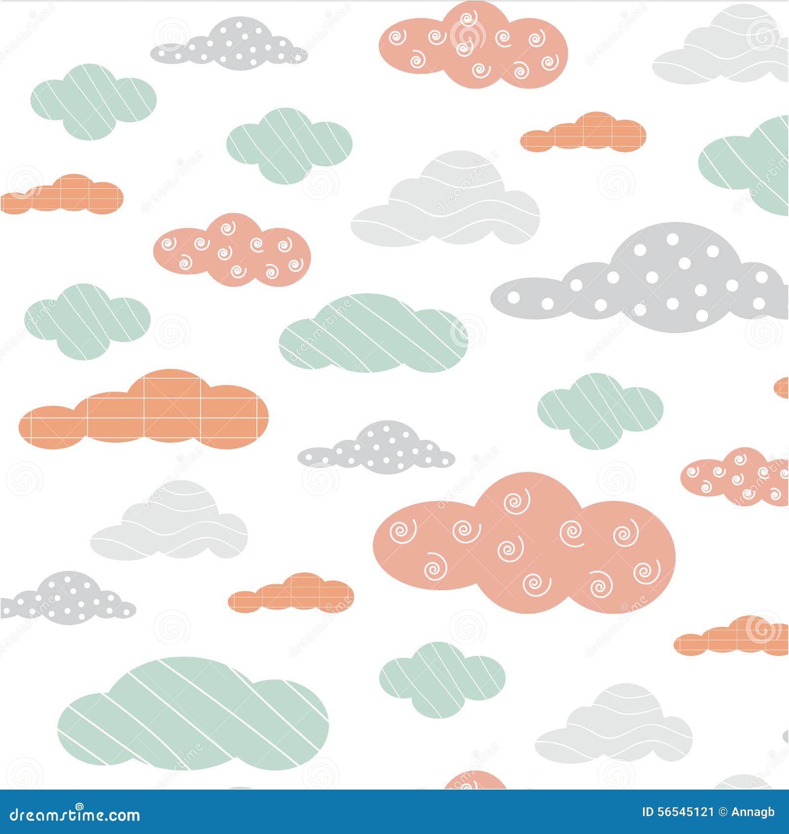 Cute Cloud Line Color Background Pattern Vector Stock Vector ...