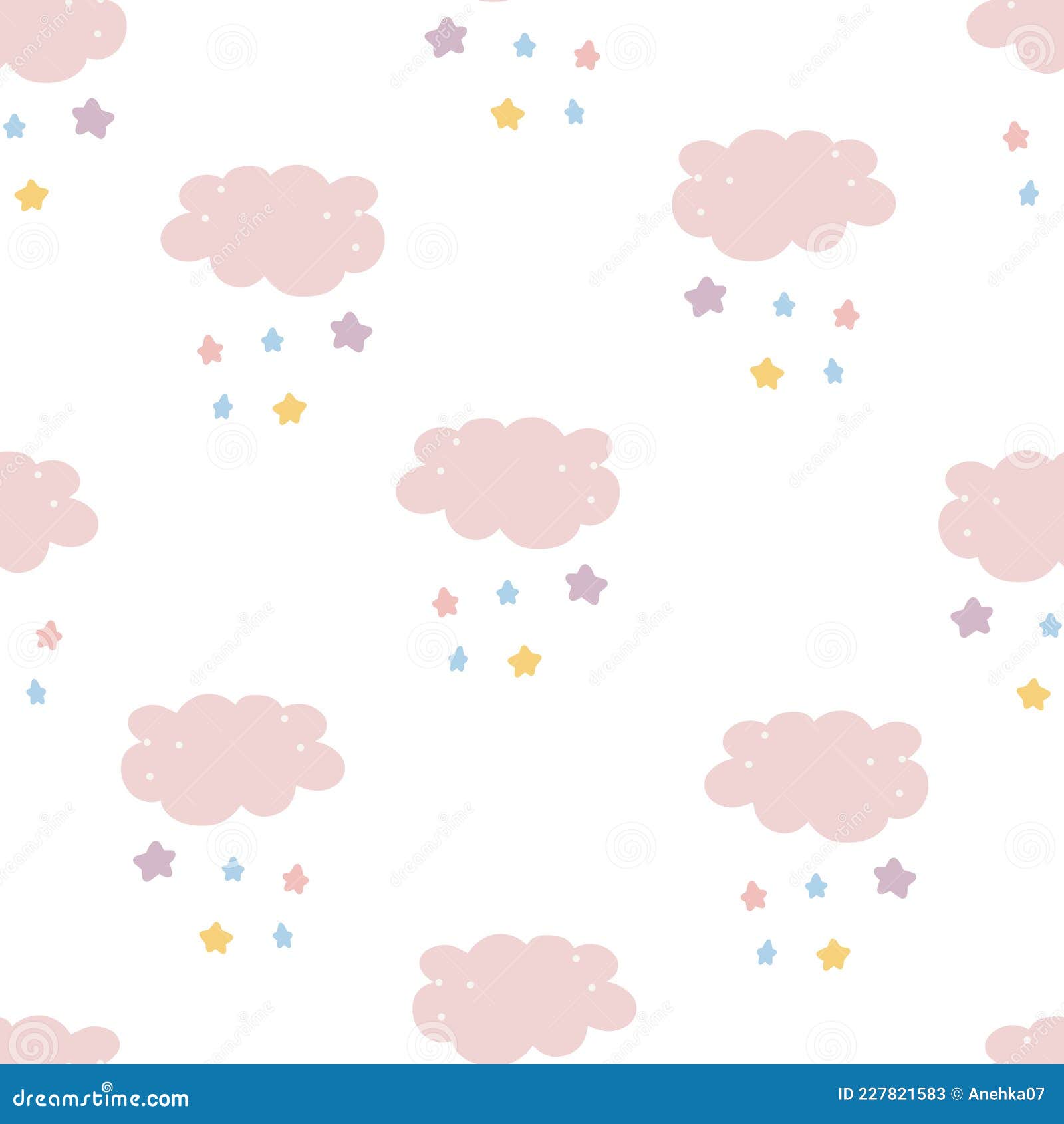 Cute Cloud Seamless Pattern Vector Background Hand Draw Style Stock ...