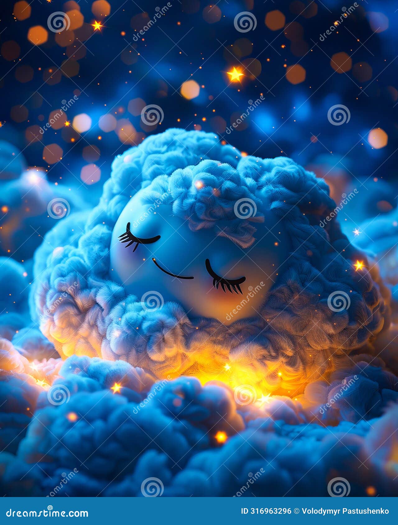 A Cute Cloud with a Sleeping Face Stock Photo - Image of sleep ...