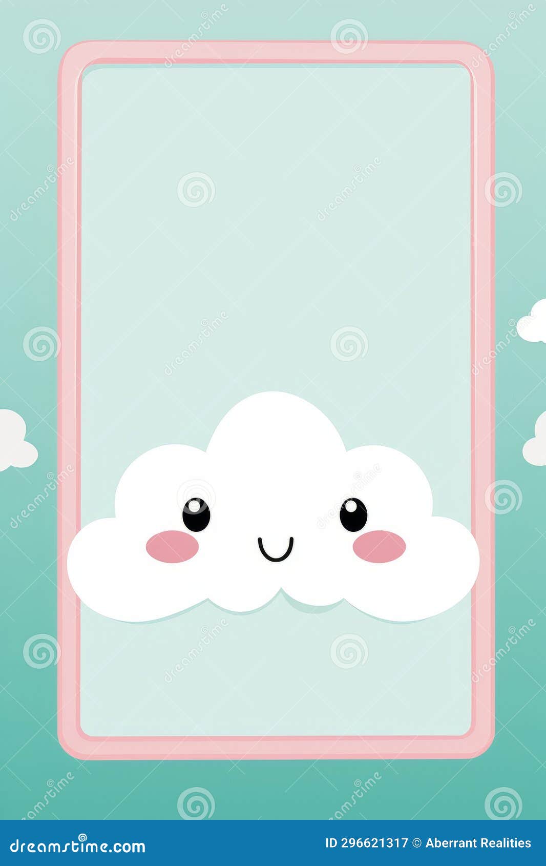 A Cute Cloud with a Smiley Face in the Middle of a Pink Frame Stock ...