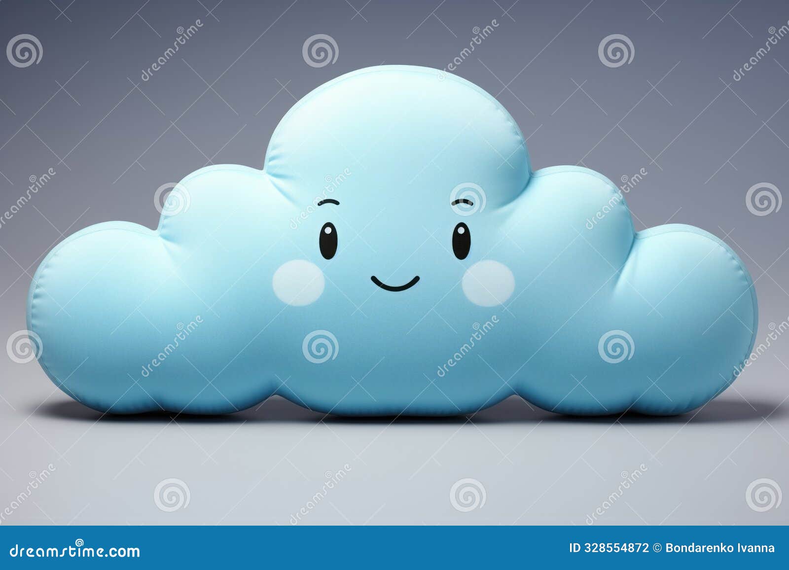Cute Cloud with Smiling Face on Blue Background. Stock Photo - Image of ...
