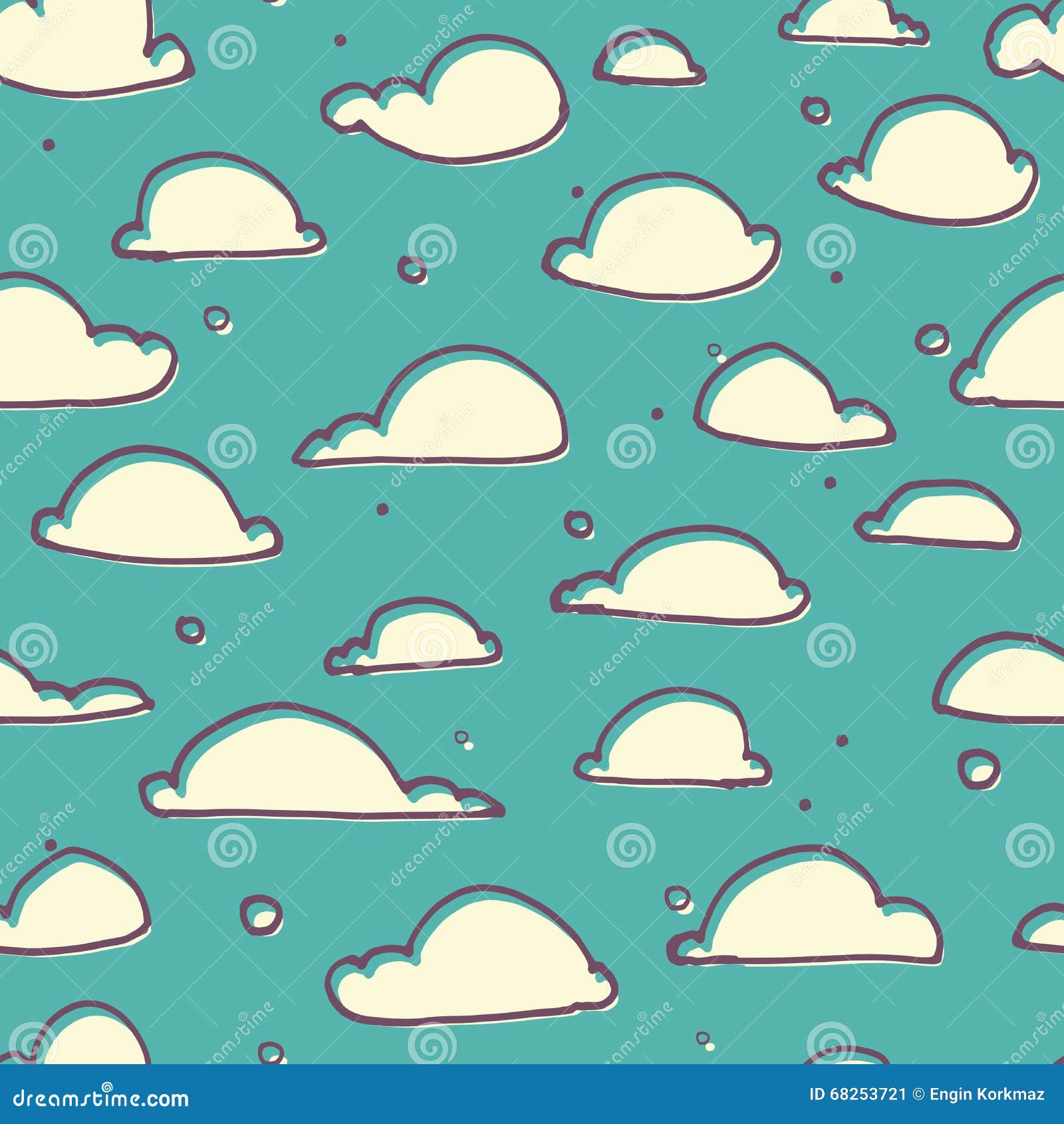 Cute Clouds Seamless Pattern Stock Vector - Illustration of ornate ...