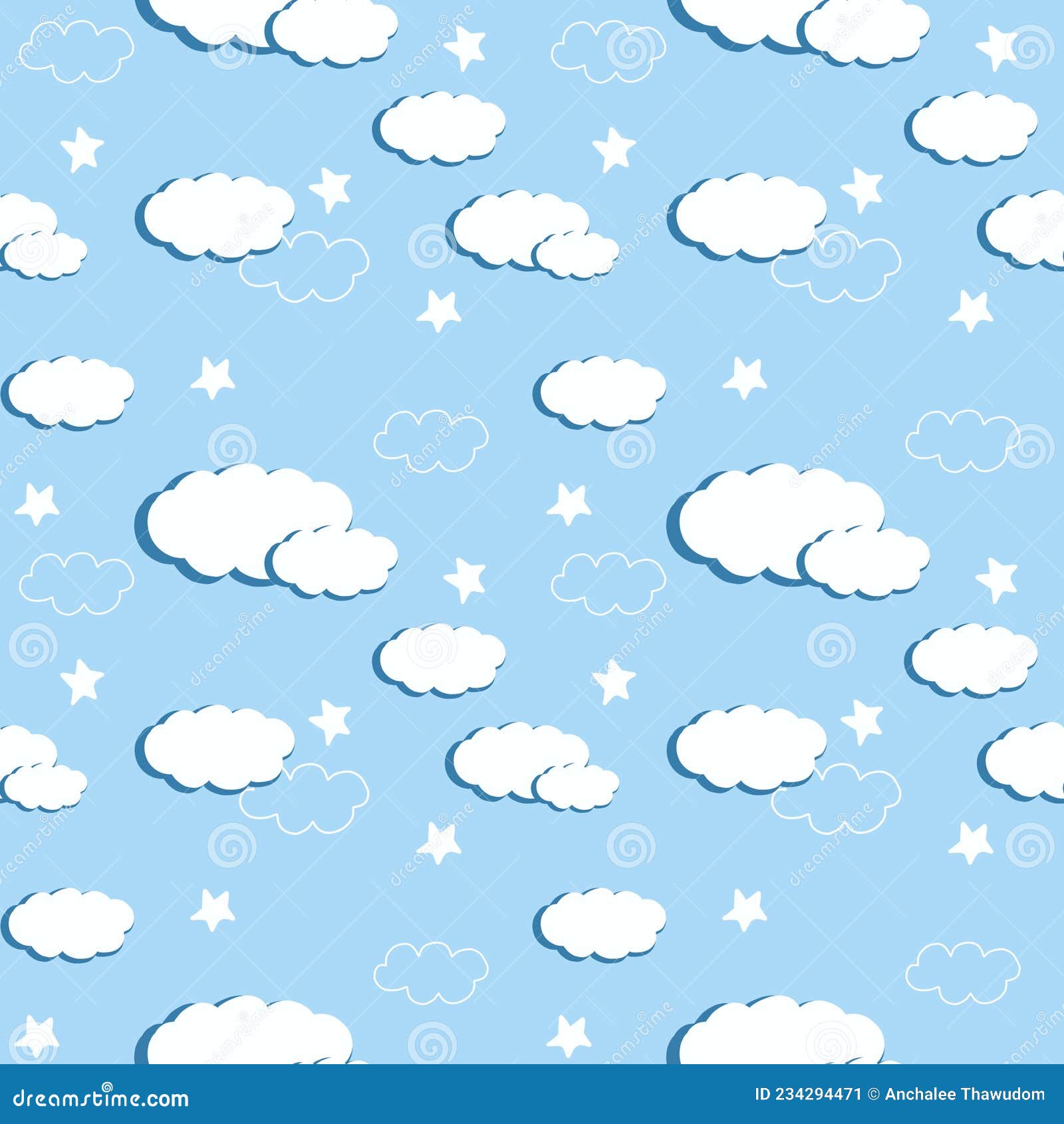 Cute Cloudy Seamless Pattern Stock Illustration - Illustration of ...