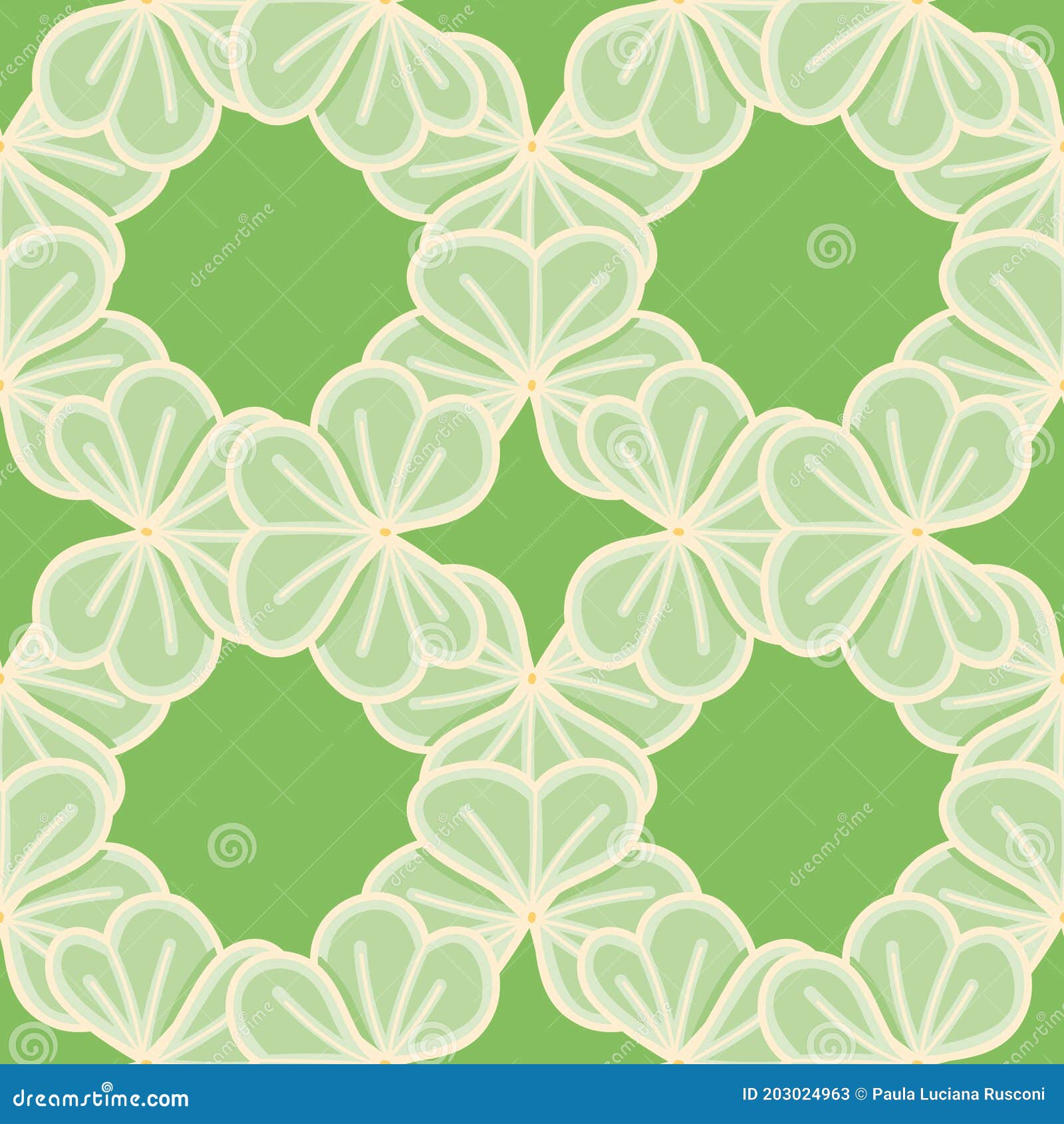 Cute Clover Grid Vector Repeating Pattern Stock Vector - Illustration ...