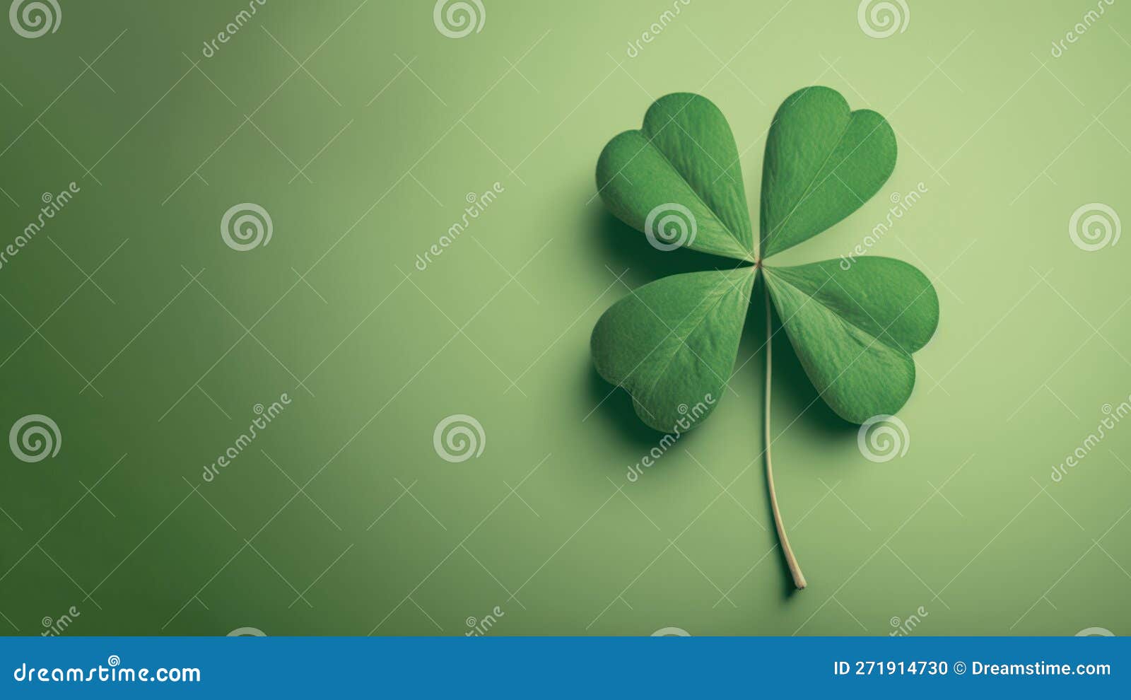 Cute Clover Leaf on Pastel Green Background with Copy Space Stock ...