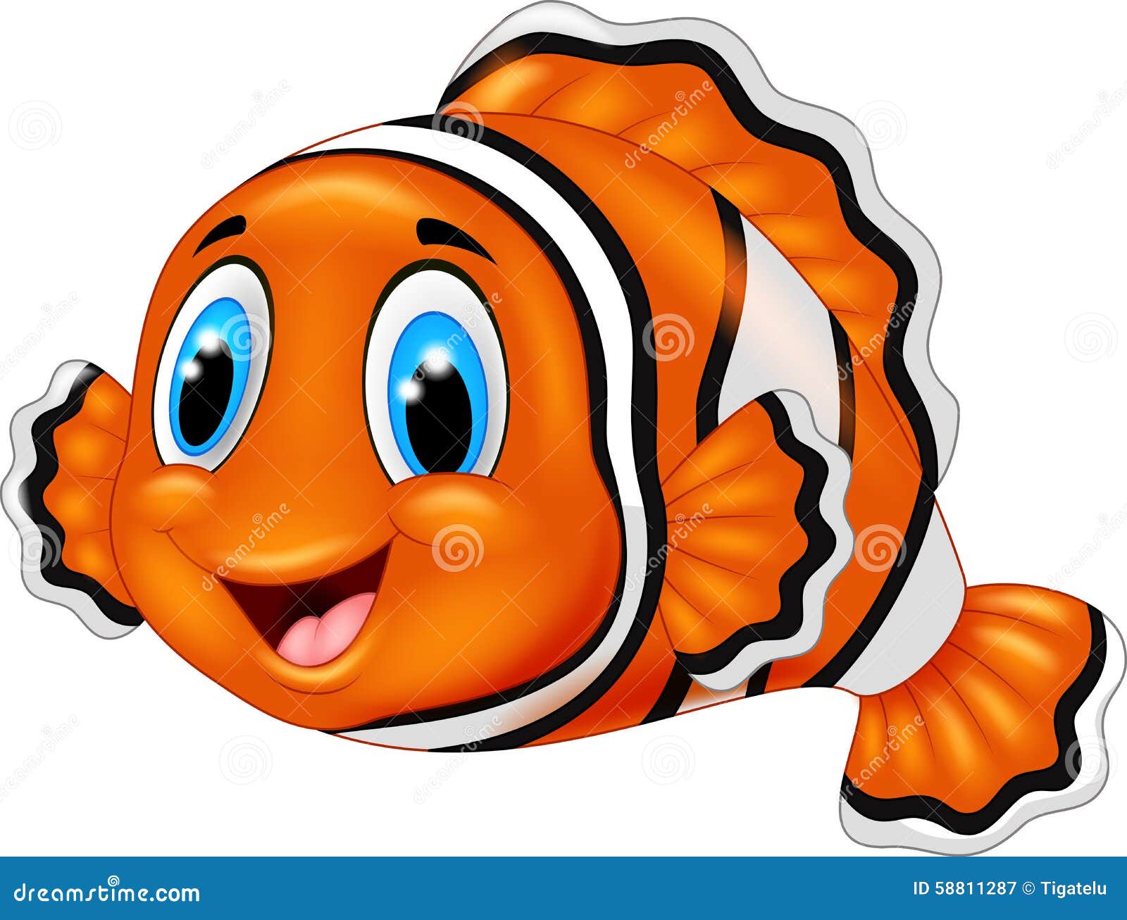Cute clown fish cartoon stock vector. Illustration of suave - 58811287