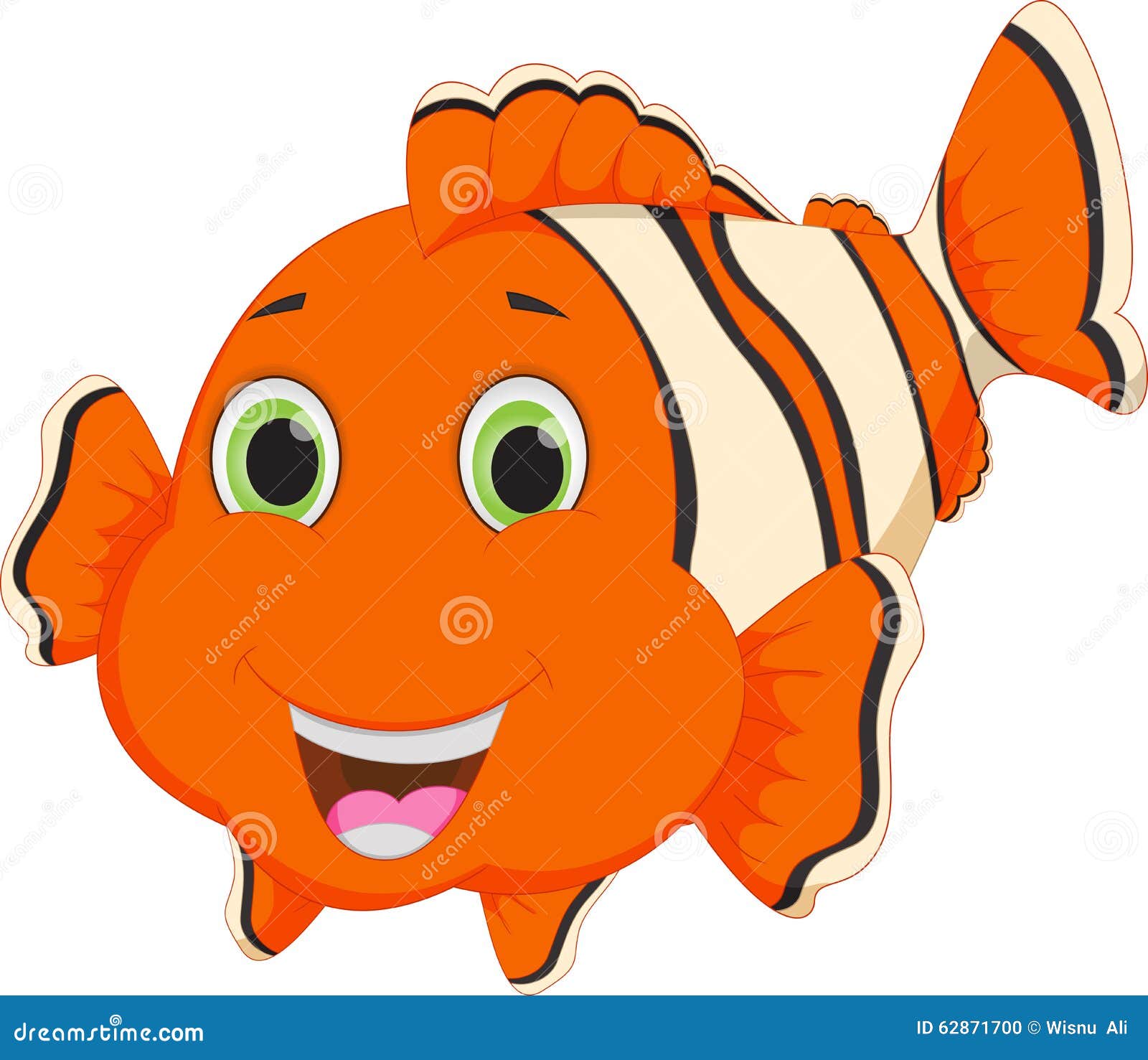 Cute clown fish cartoon stock vector. Illustration of comic - 62871700