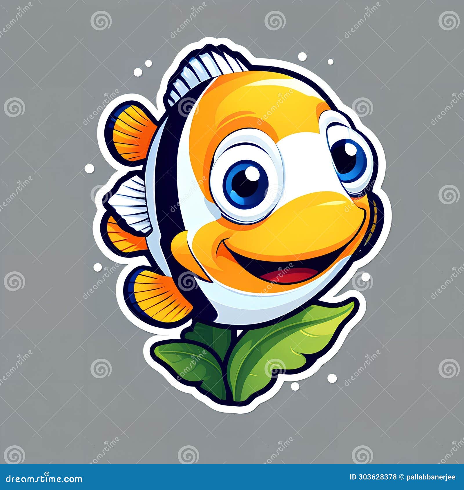 Cute Clown Fish Vector Illustration. Cute Cartoon Clown Fish. Stock ...