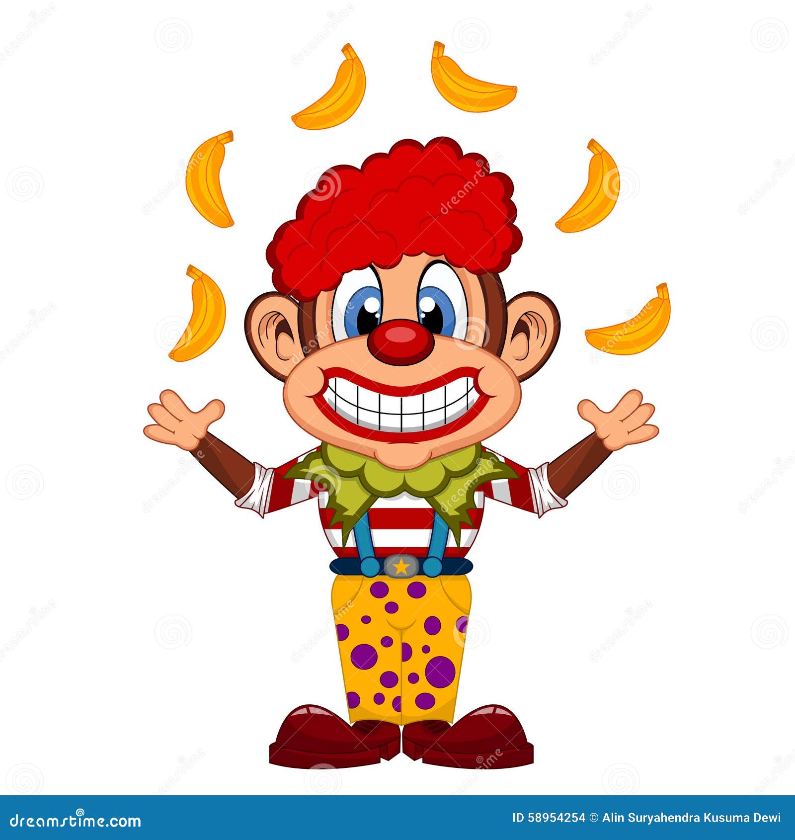 Clown As Monkey With Umbrella. Cartoon | CartoonDealer.com #24740993