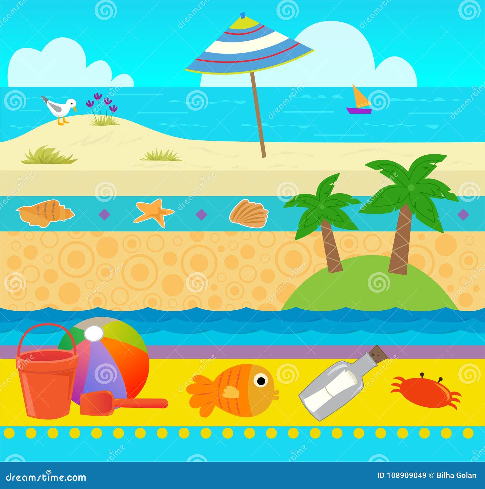 Fun Beach Pattern stock vector. Illustration of summer - 108909049
