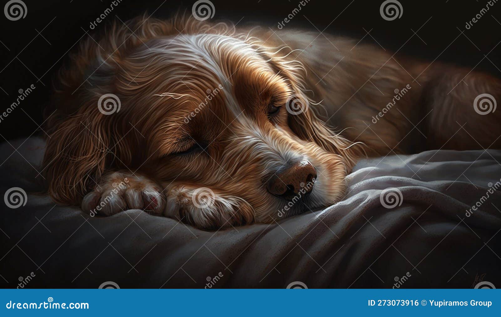 Cute Cocker Spaniel Puppy Sleeping with Softness Generated by AI Stock ...