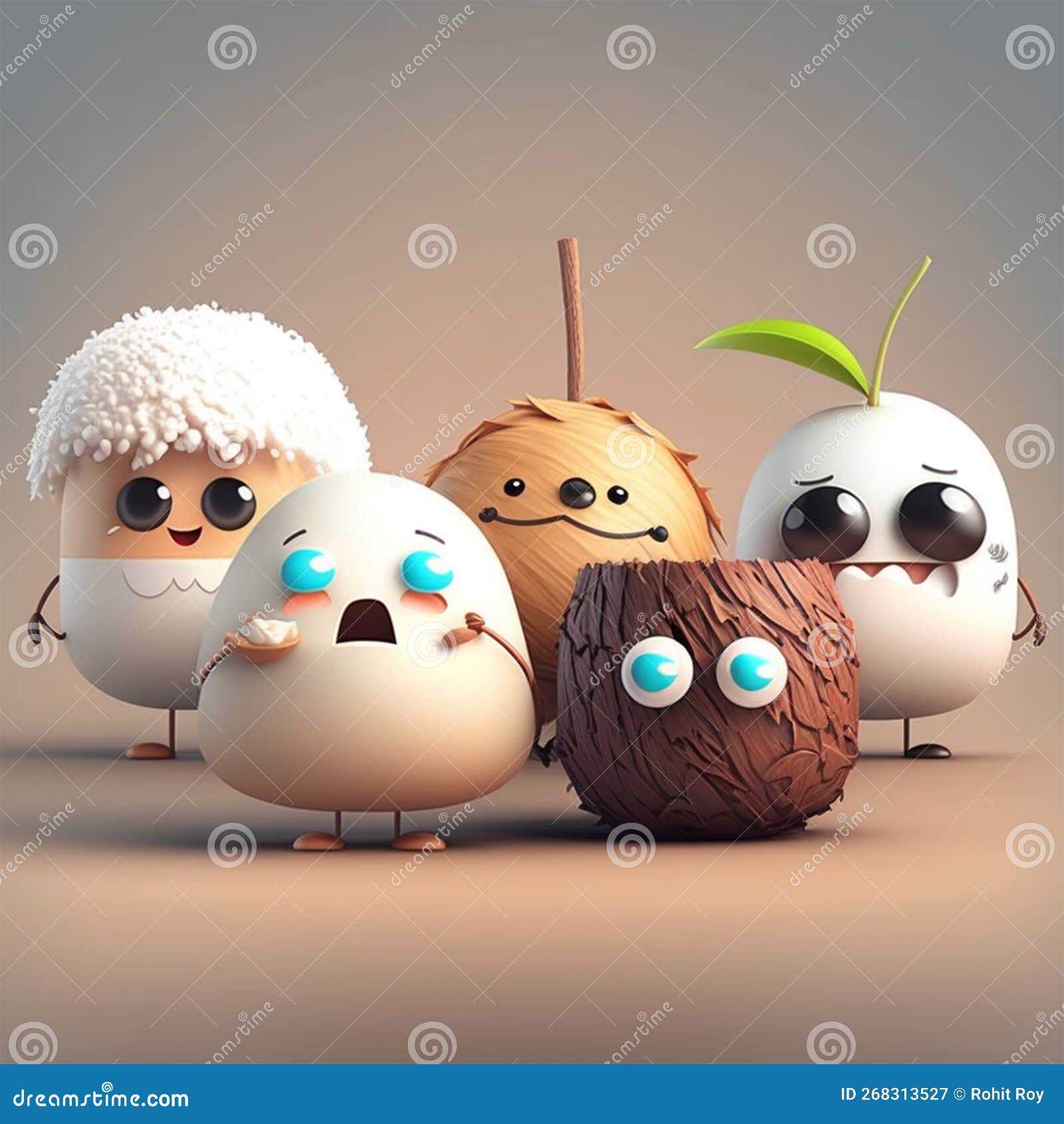 Cute coconut character stock image. Image of style, full - 268313527