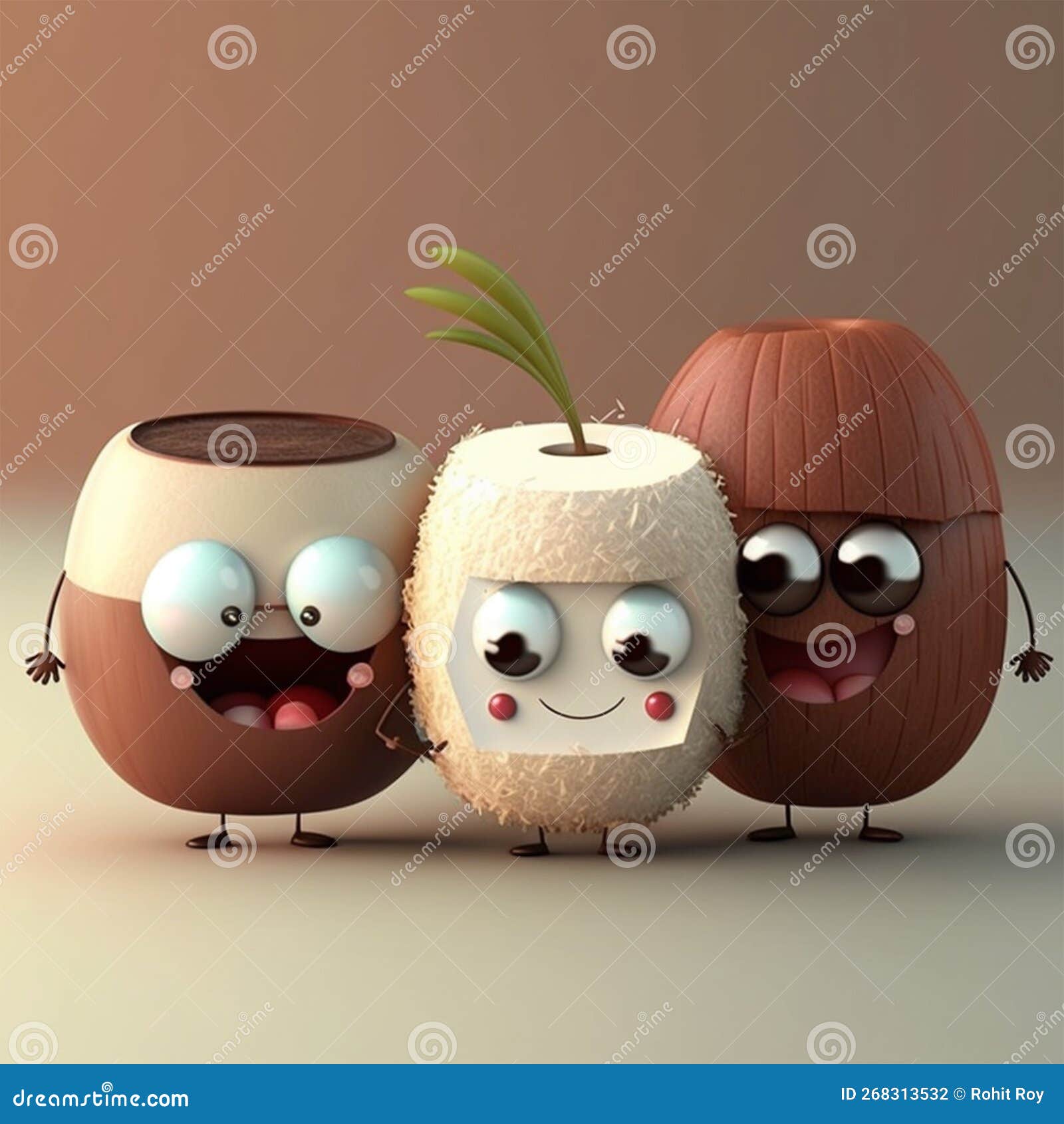 Cute coconut character stock photo. Image of face, cute - 268313532