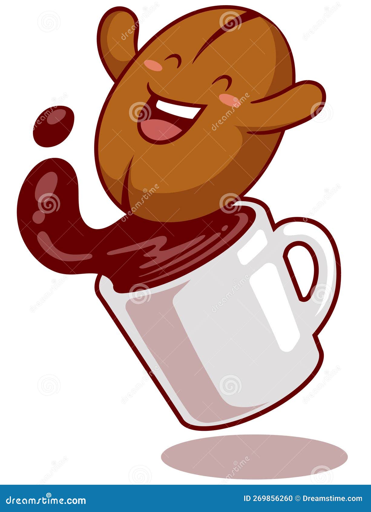 Cute Coffee Cartoon Character Design Stock Illustration - Illustration ...