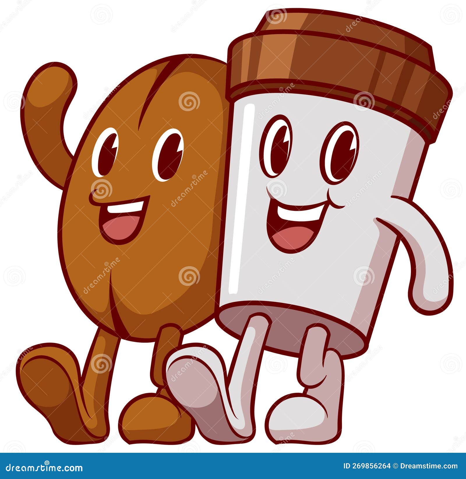 Cute Coffee Cartoon Character Design Stock Illustration - Illustration ...
