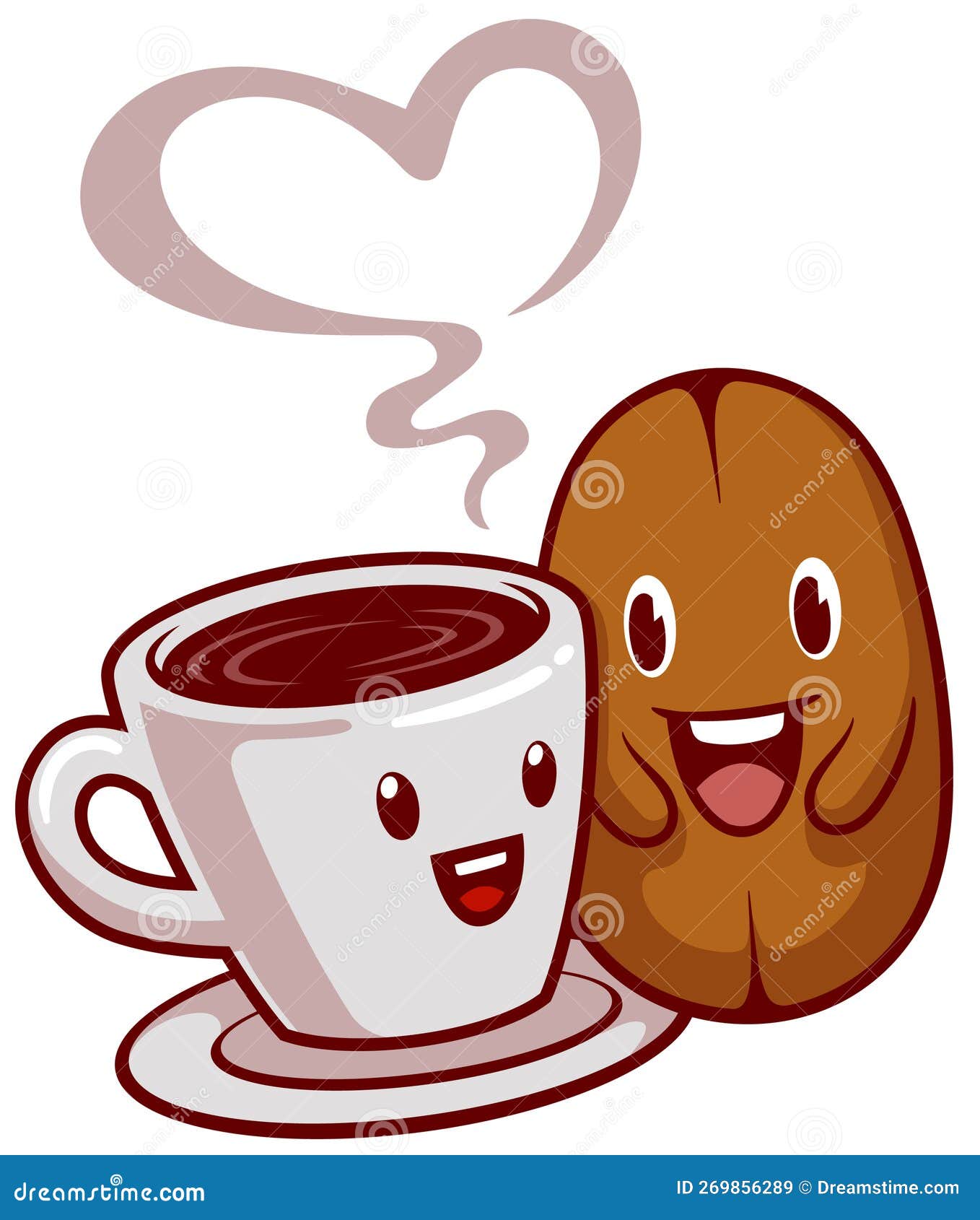 Cute Coffee Cartoon Character Design Stock Illustration - Illustration ...