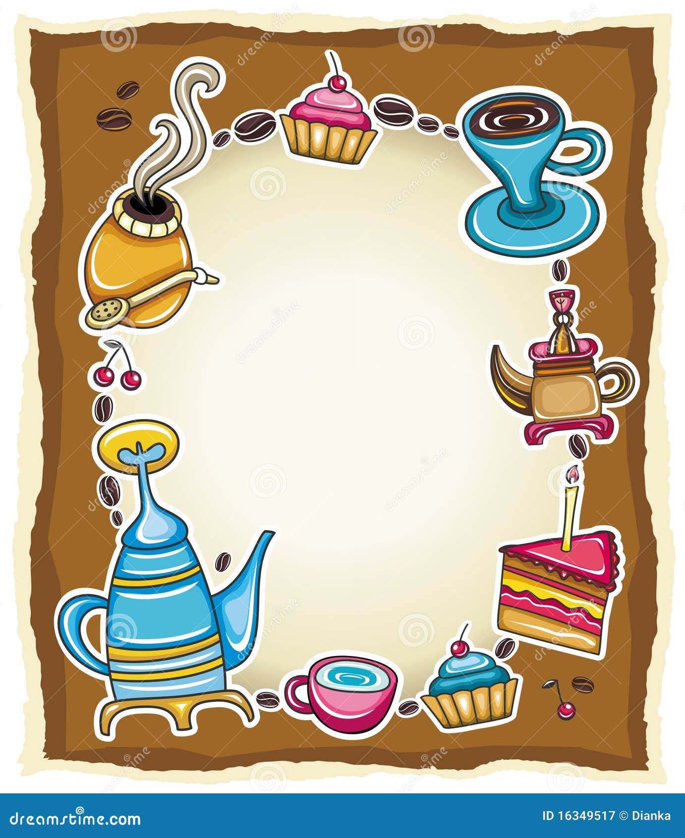 Cute coffee frame 1 stock vector. Illustration of cupcake - 16349517