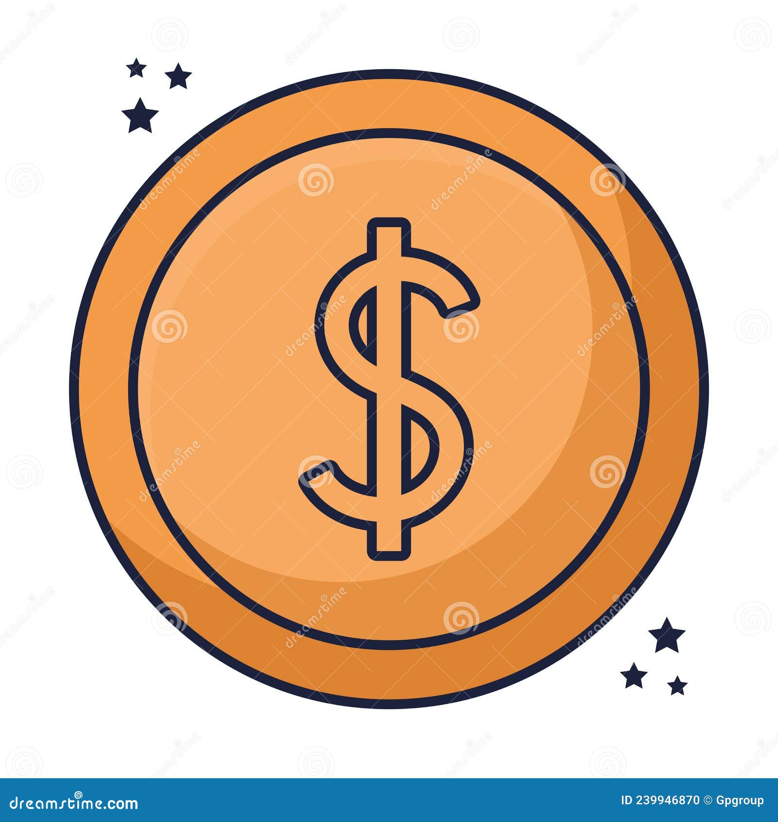 Cute coin illustration stock vector. Illustration of financial - 239946870