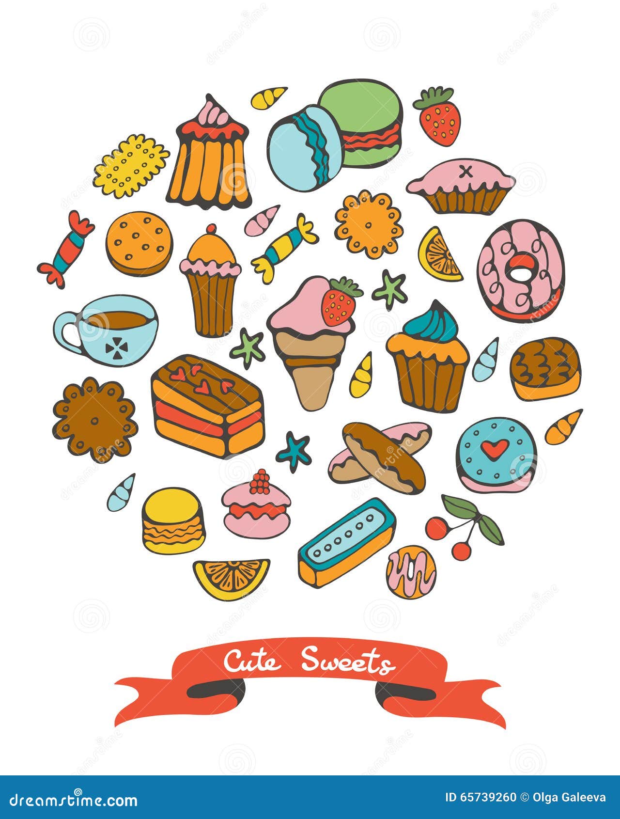 Cute Collection of Hand Drawn Sweets and Desserts Stock Vector ...