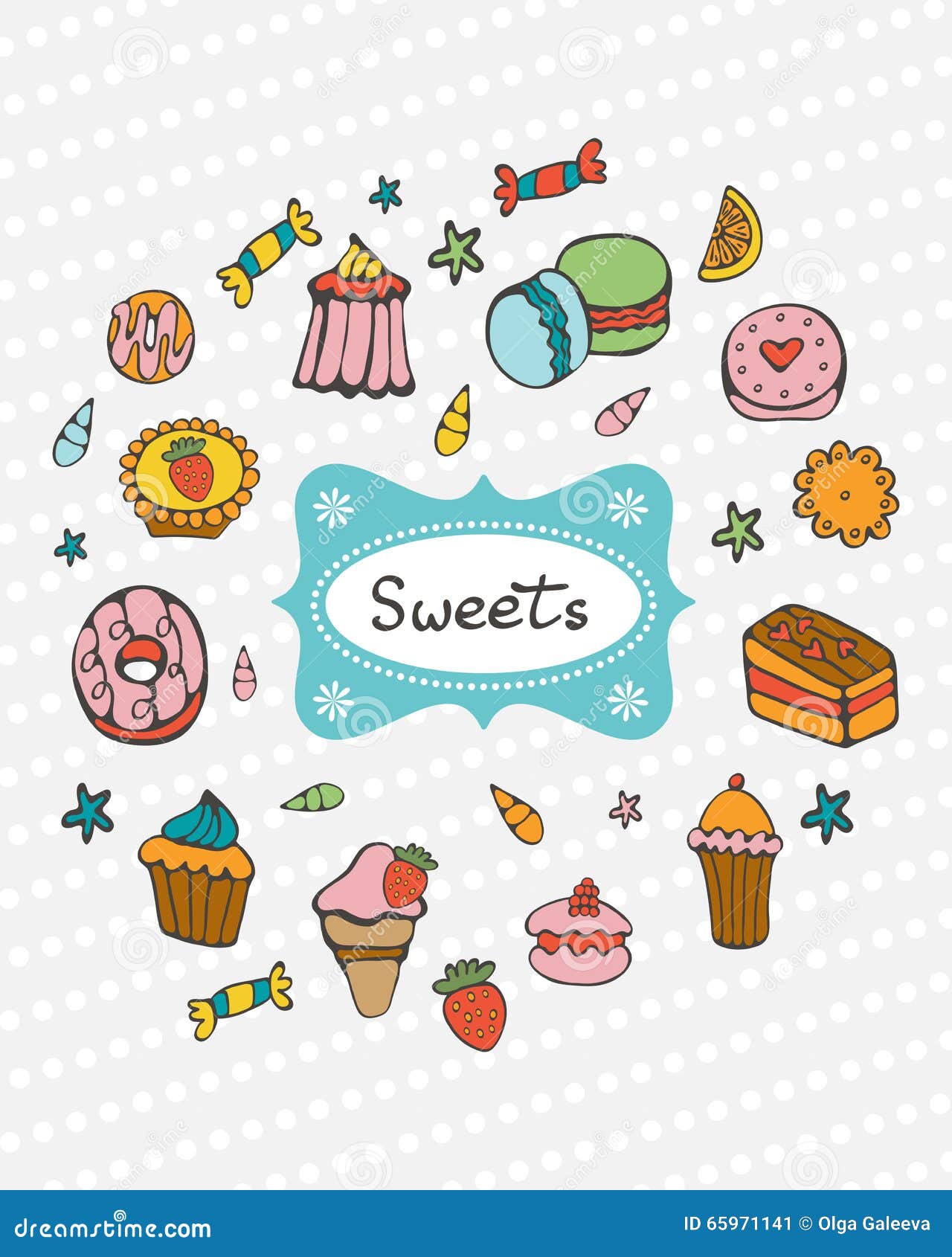 Cute Collection of Hand Drawn Sweets and Desserts Stock Vector ...