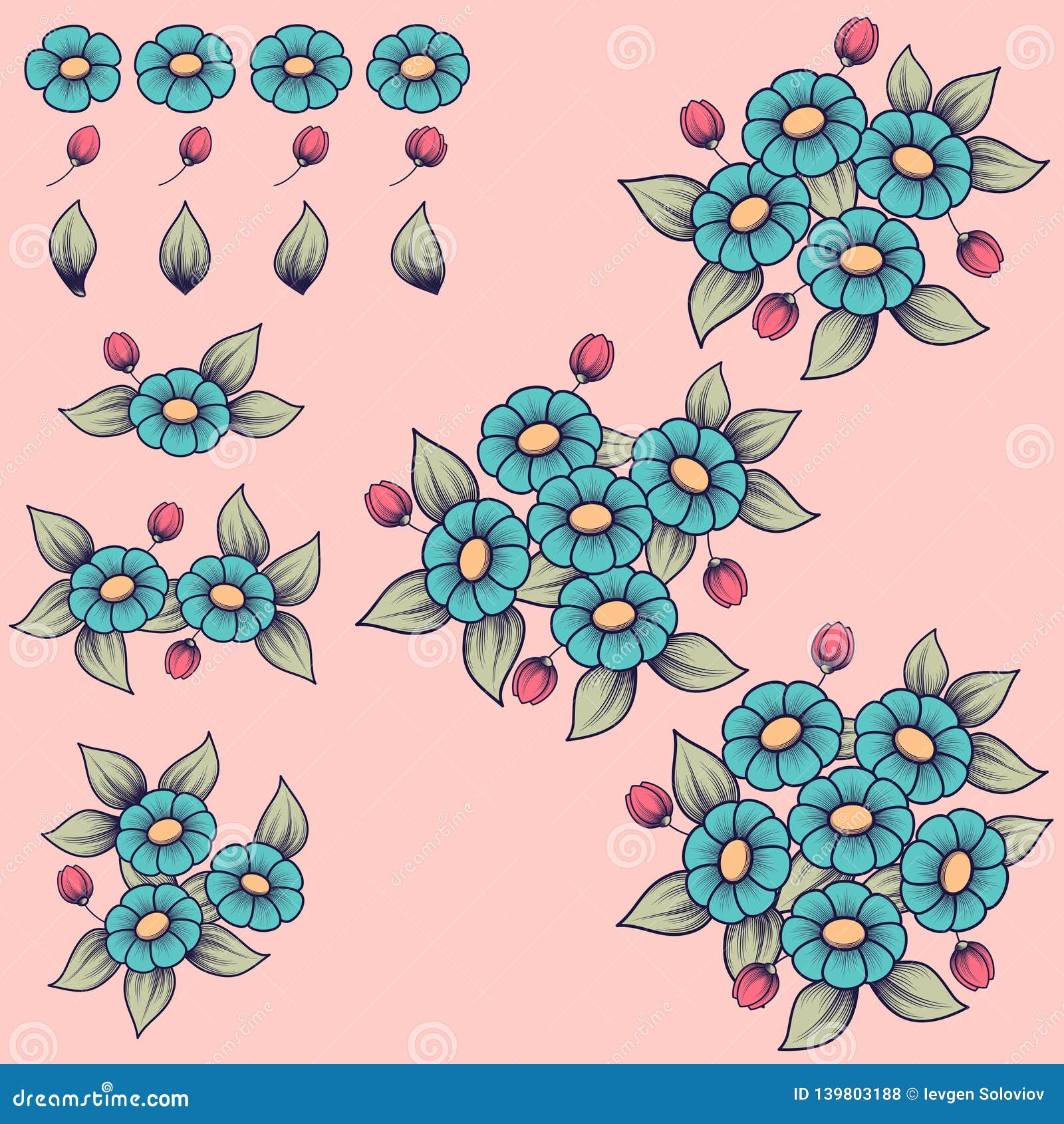 Daisy cute elements stock vector. Illustration of nature - 139803188