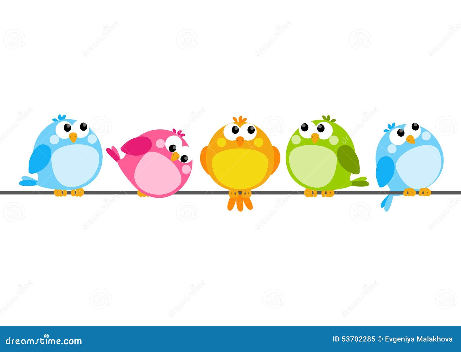 Color Birds Set Isolated On White Background. Vector Cartoon ...